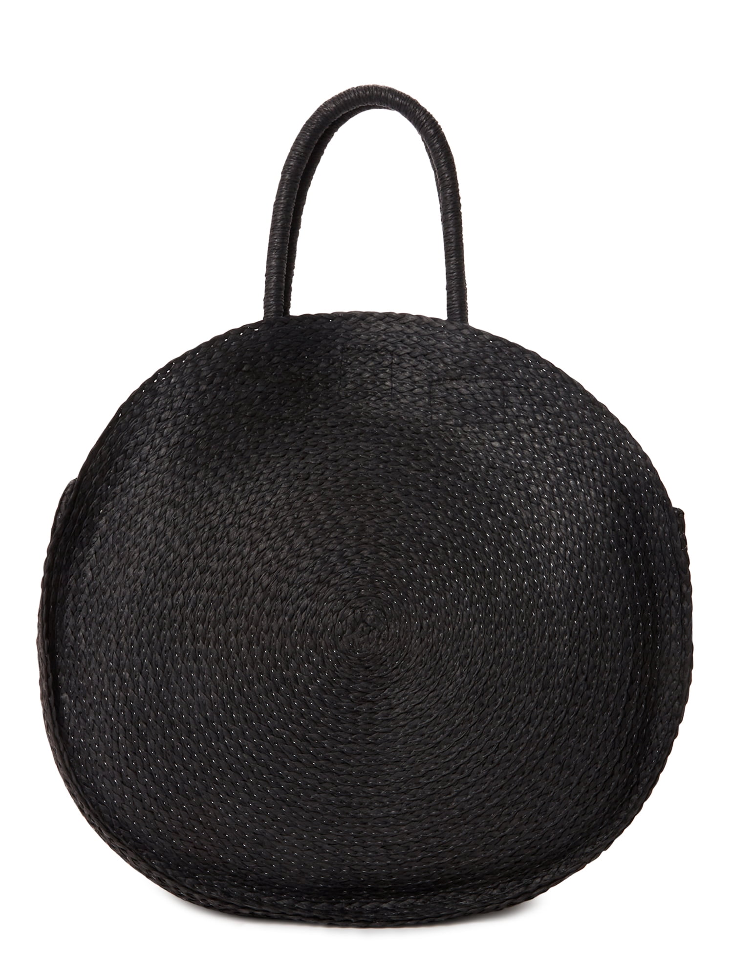 Time and Tru Women’s Circle Straw Beach Tote Bag Black - Walmart.com