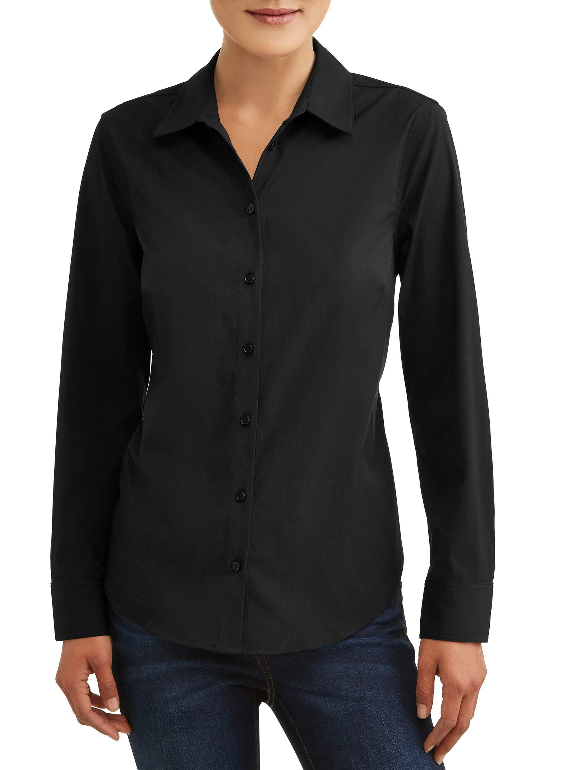 Time and Tru Women's Classic Button-Front Shirt - Walmart.com
