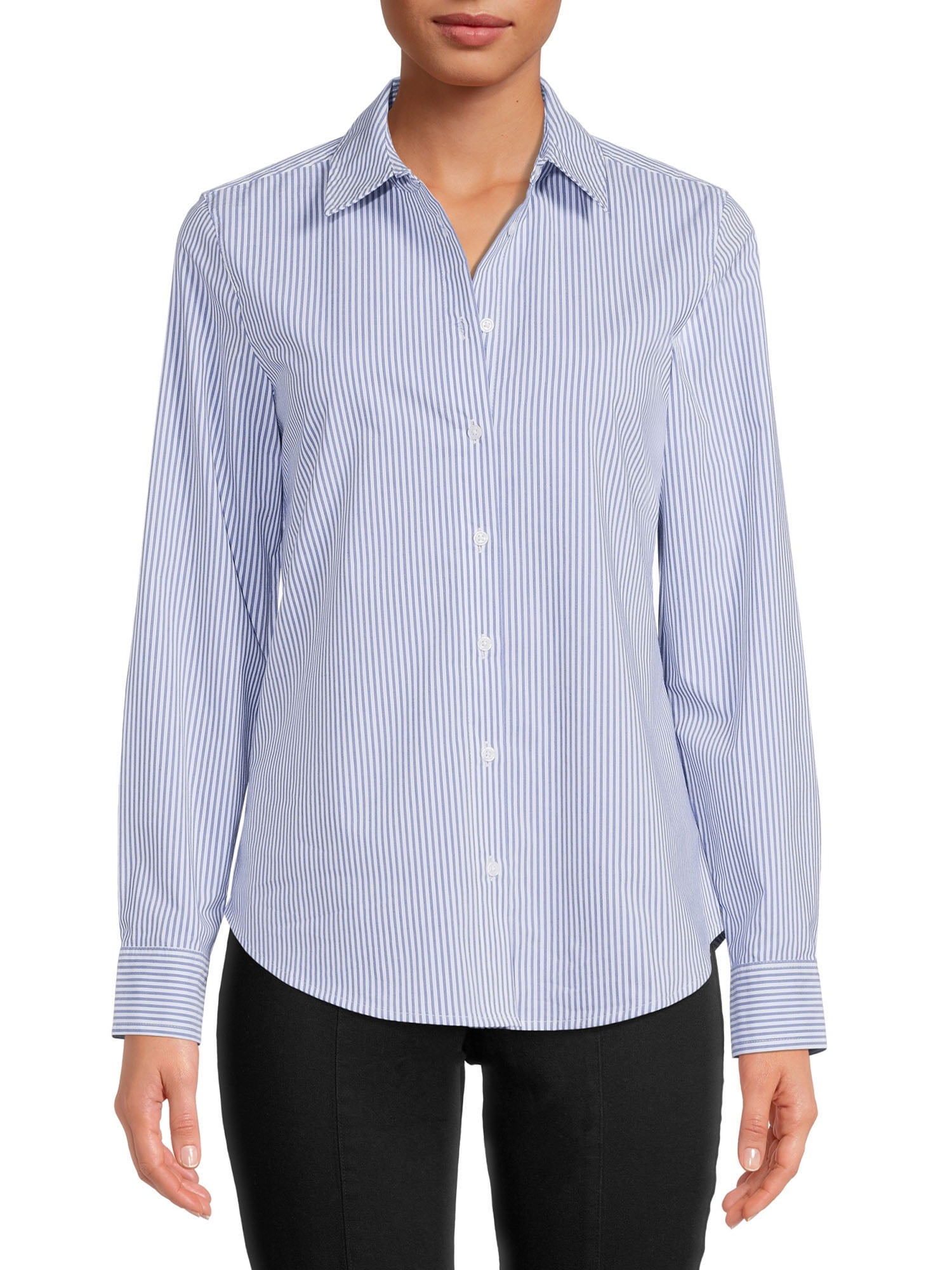 Time and Tru women's Classic Button-Front Shirt - Walmart.com
