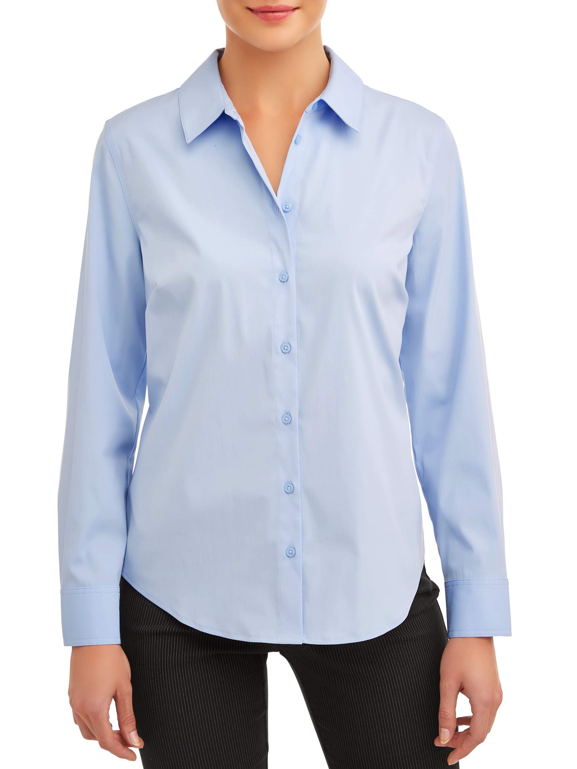 Time and Tru Women's Classic Button-Front Shirt - Walmart.com