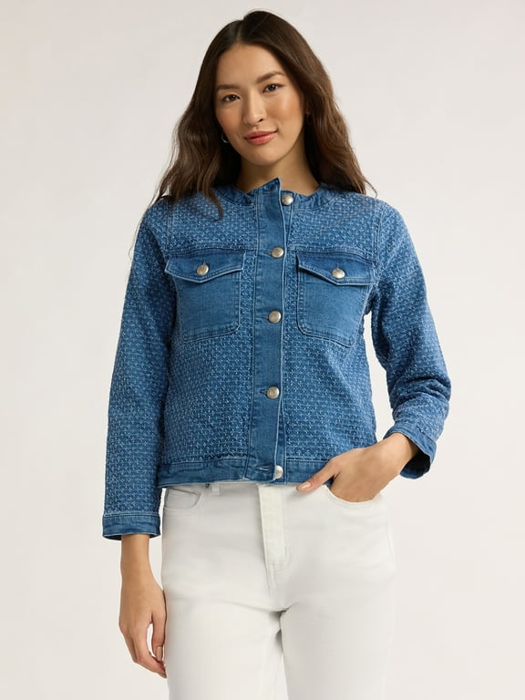 Time and Tru Women's and Women's Plus Denim Jacket, Sizes XS-4X ...