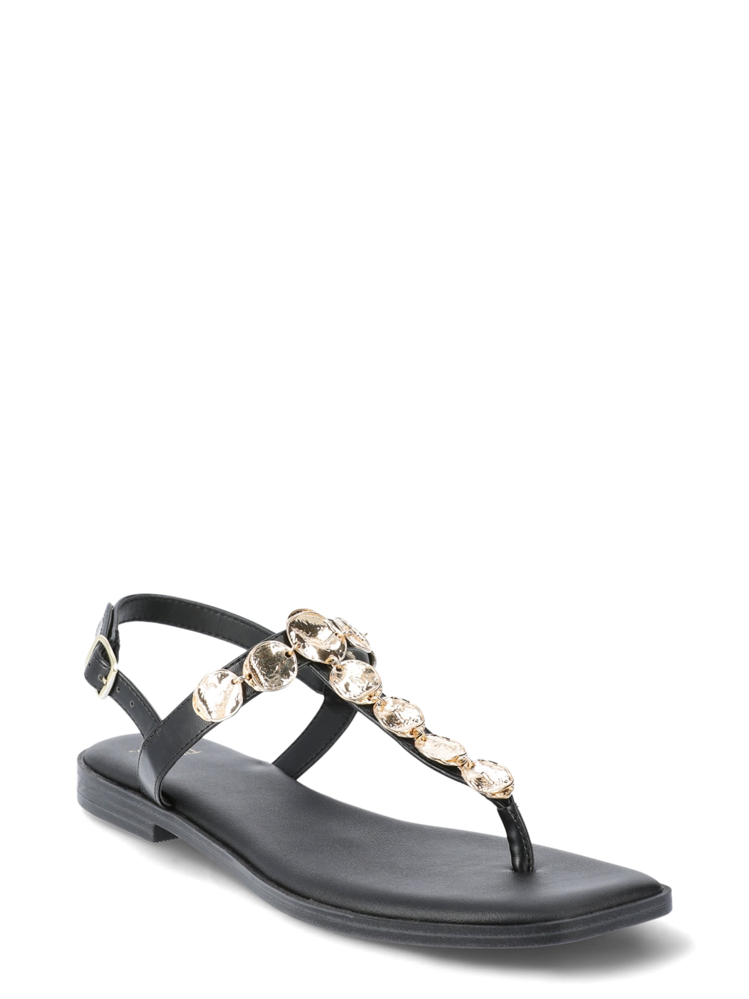 Time and Tru Women's Coin Embellished Thong Sandals Comfort Foam Insole ...