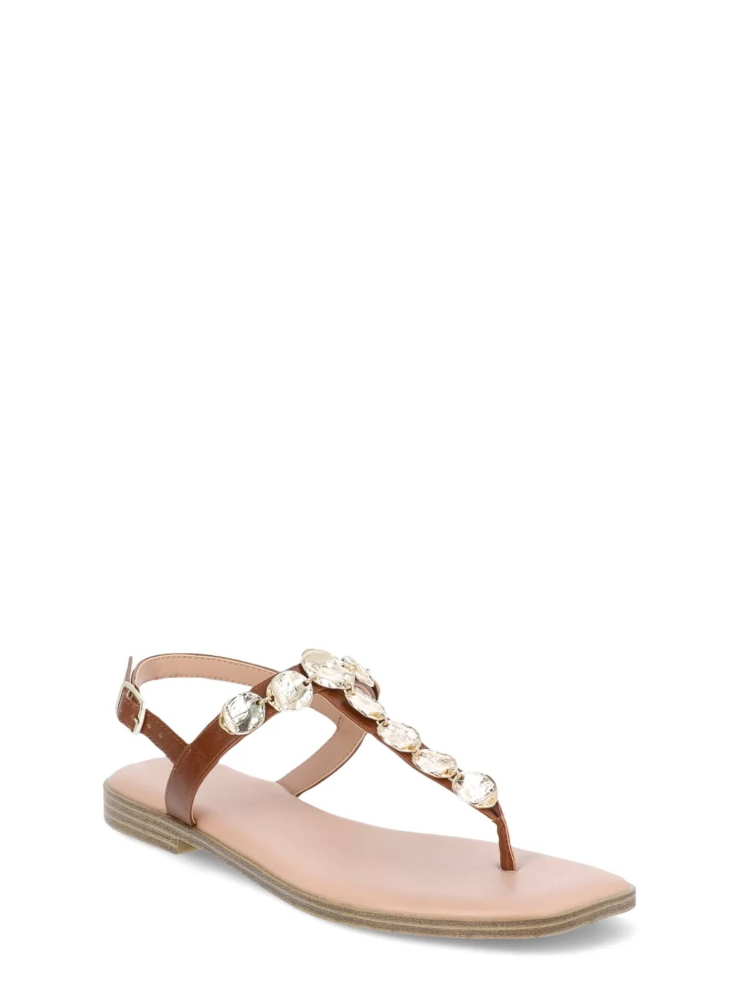 Time and Tru Women's Coin Embellished Thong Sandals - Walmart.com