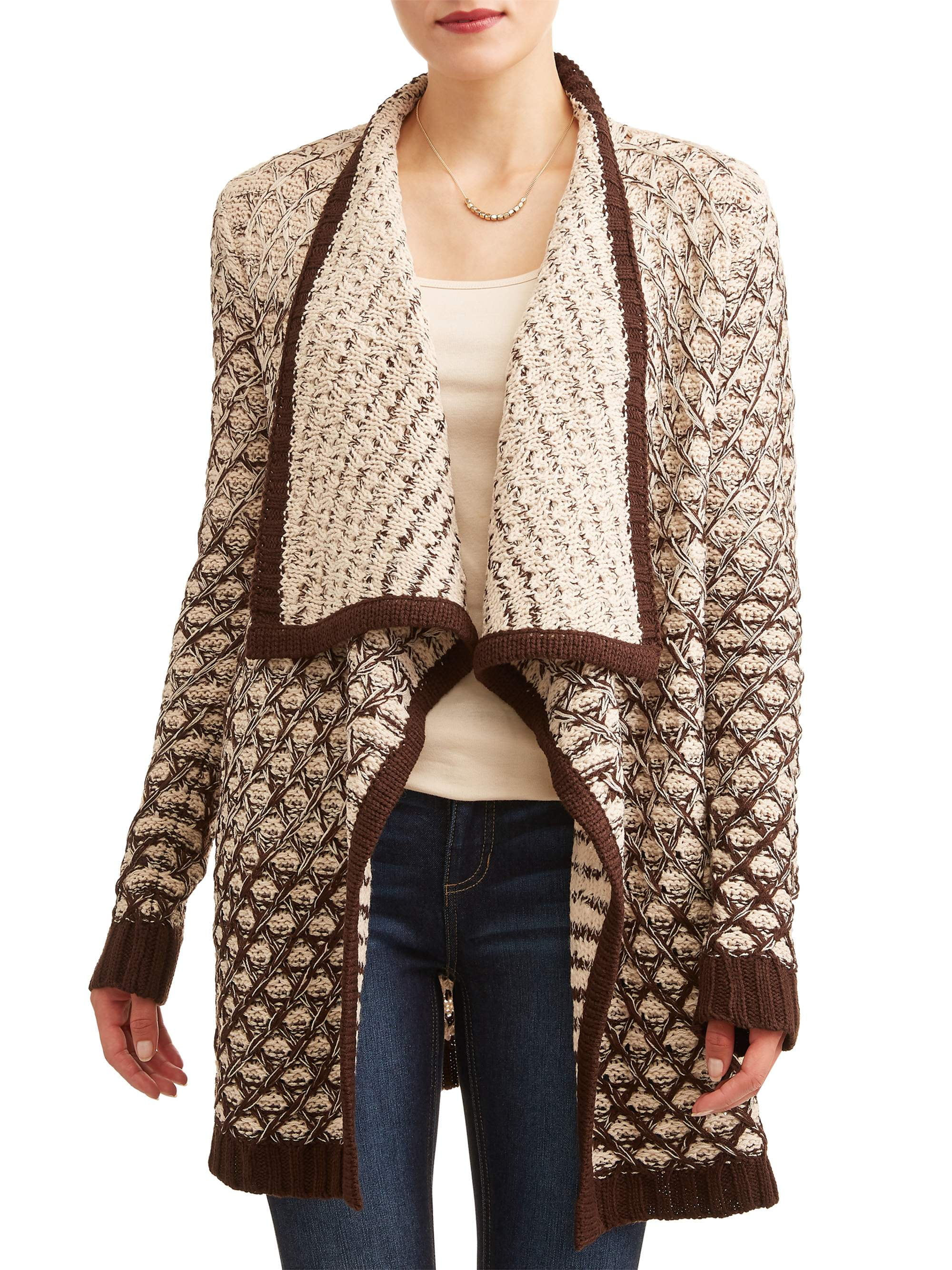 Time and Tru Women's Color Block Flyaway Cardigan - Walmart.com