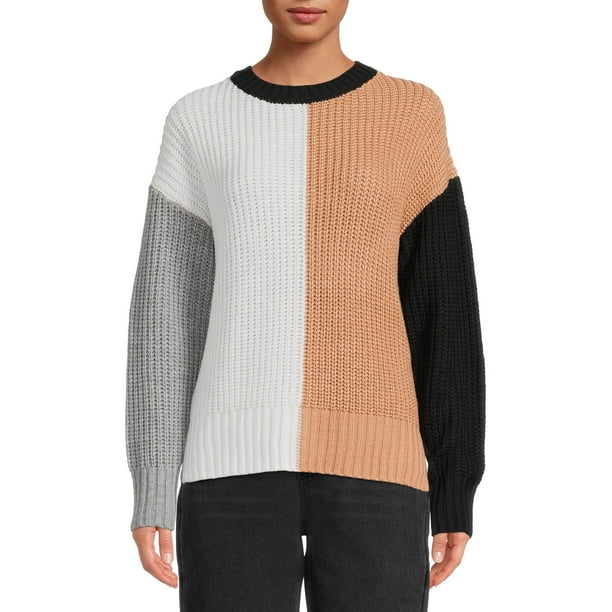 Time and Tru Women's Colorblock Sweater - Walmart Business Supplies