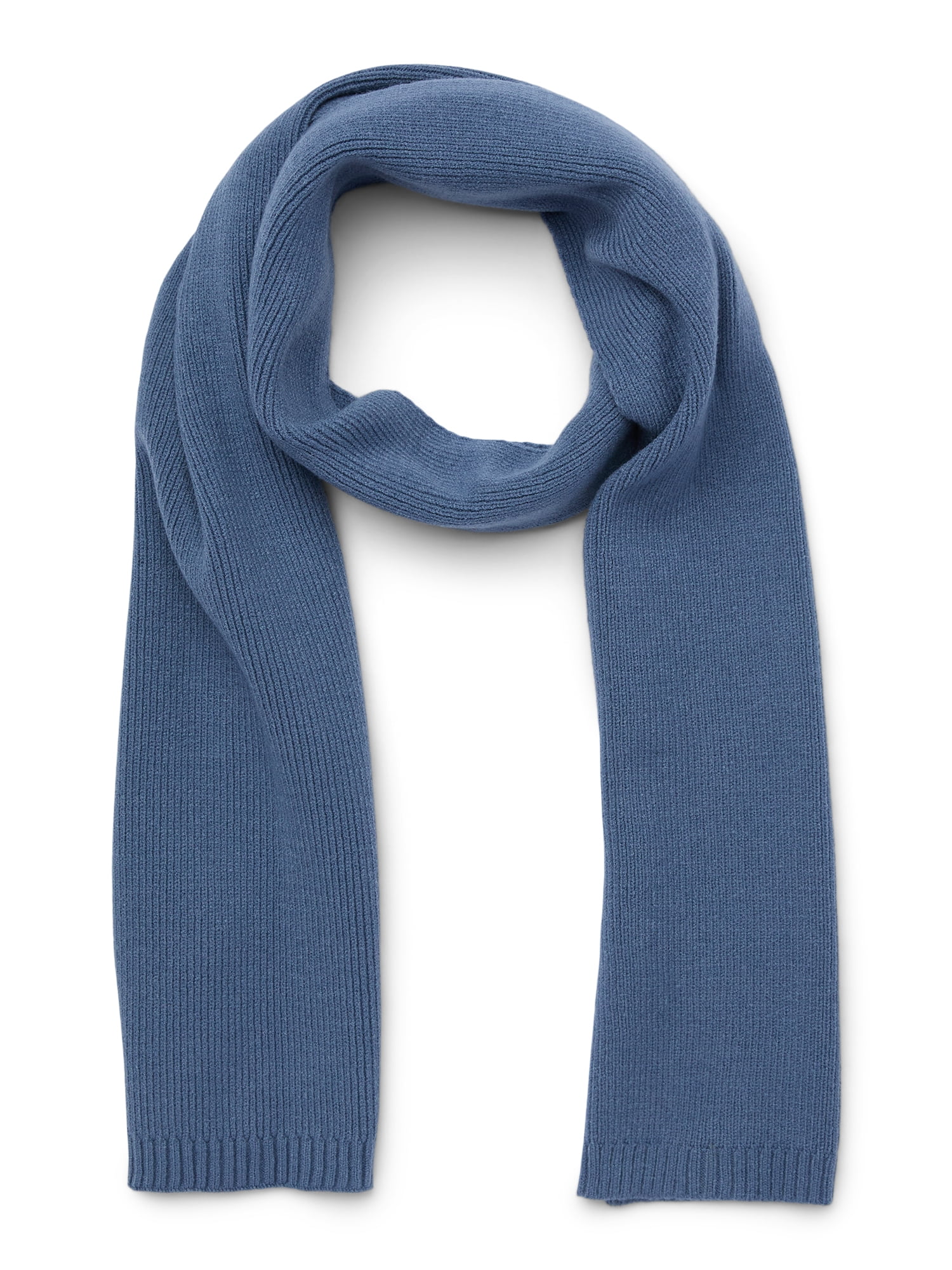 Time & Tru Women's Soft Knit Scarf with Ribbed Trim, One Size, Insignia ...