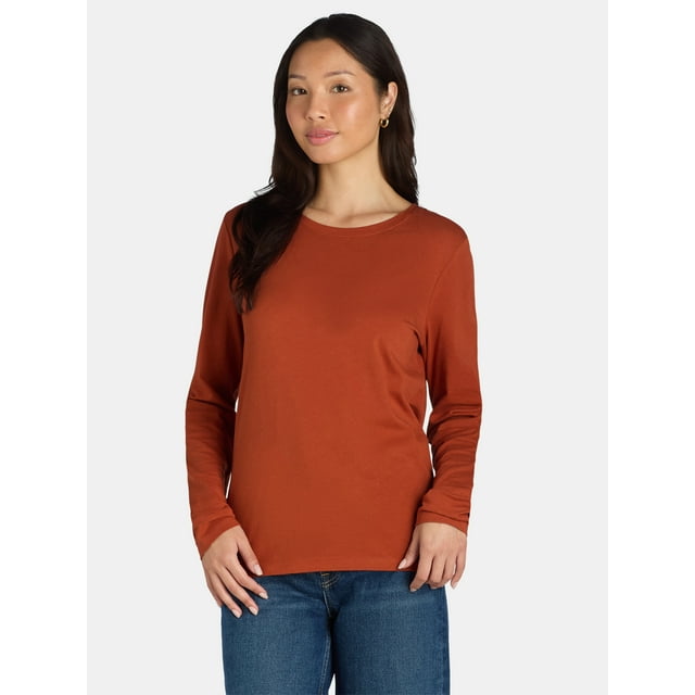 Time and Tru women's Cotton Crewneck Tee - Long Sleeve - Walmart.com