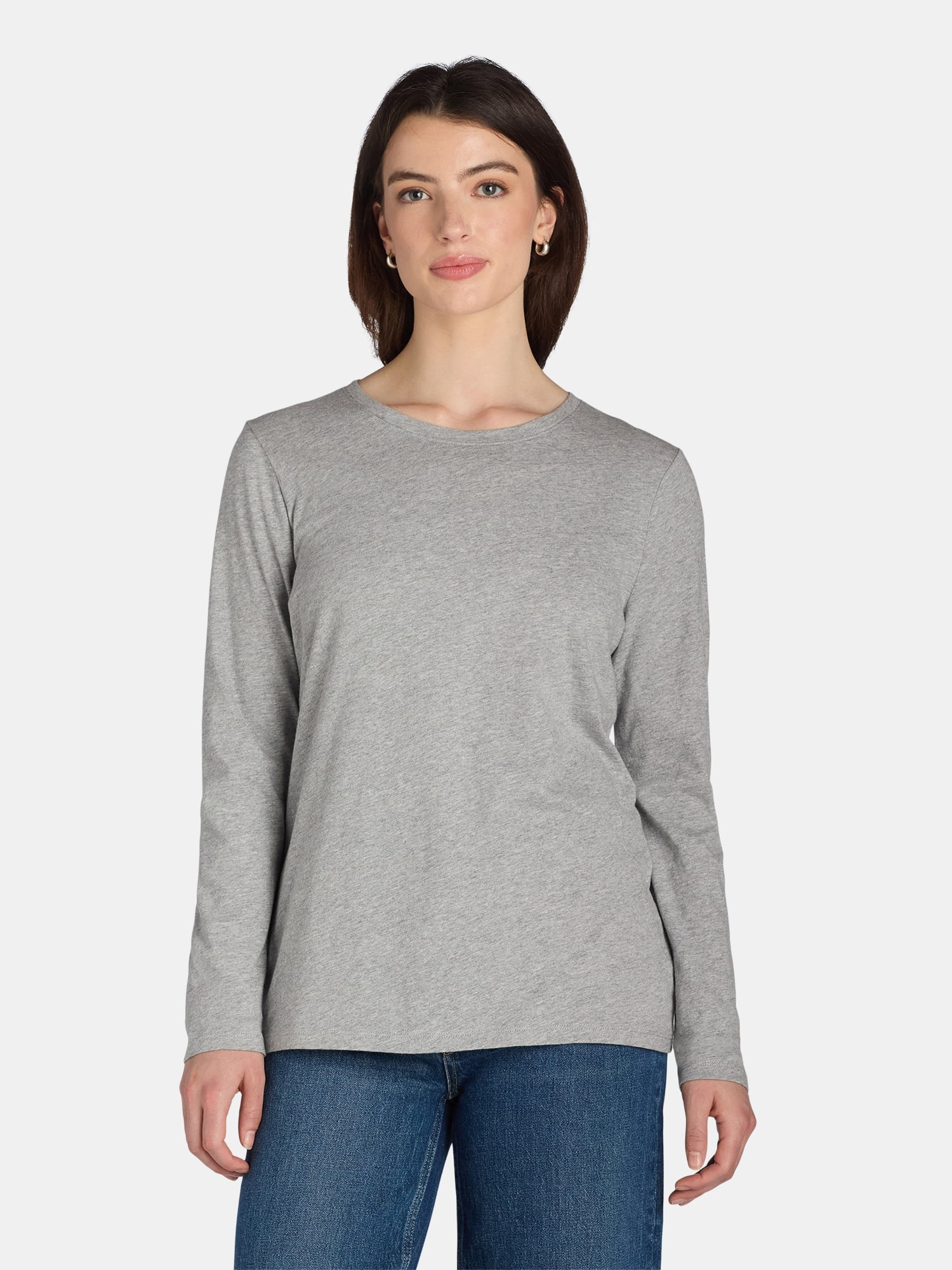 Time and Tru women's Cotton Crewneck Tee - Long Sleeve - Walmart.com