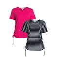 Time and Tru Women’s Cotton Side Cinch Top with Short Sleeves, 2-Pack ...