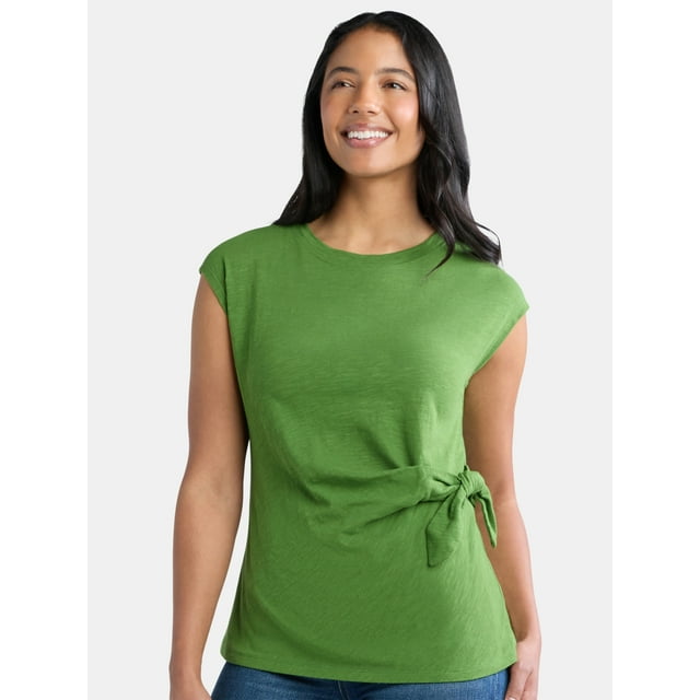 Time and Tru Women's Cotton Side Tie Top, Sizes XS-XXXL - Walmart.com