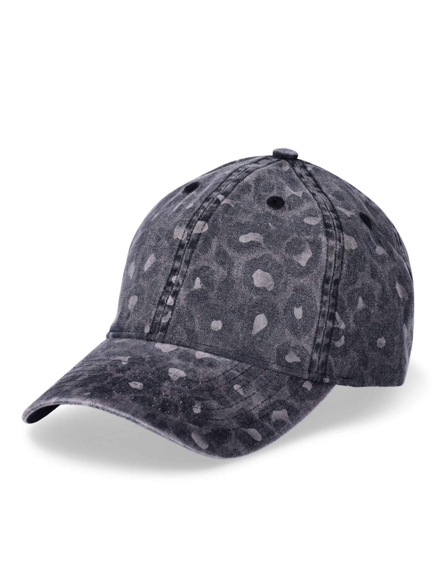 Time and Tru Women's Cotton Twill Black Leopard Baseball Cap ...
