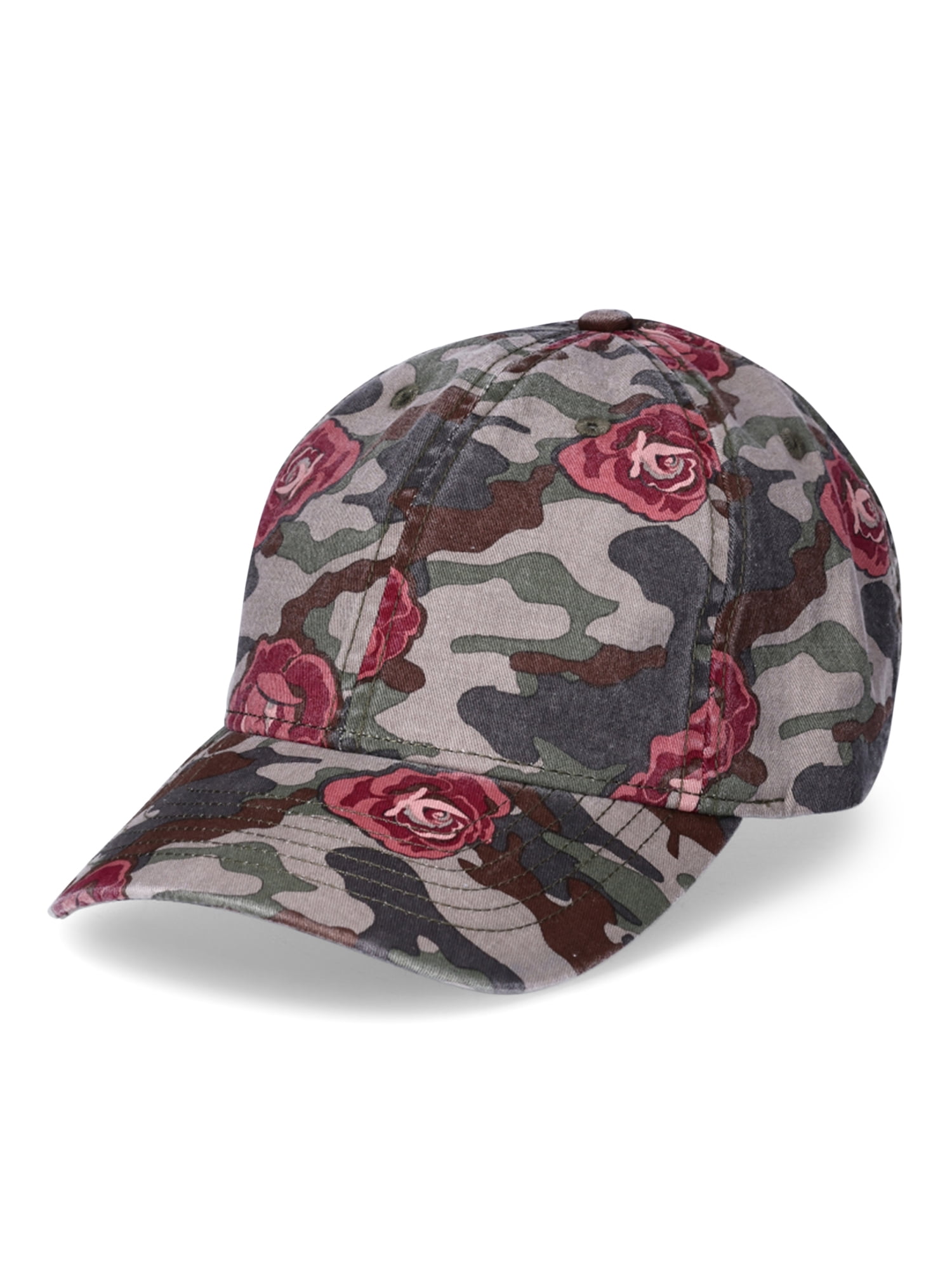 Time and Tru Women's Cotton Twill Camo and Roses Baseball Hat, Rose ...
