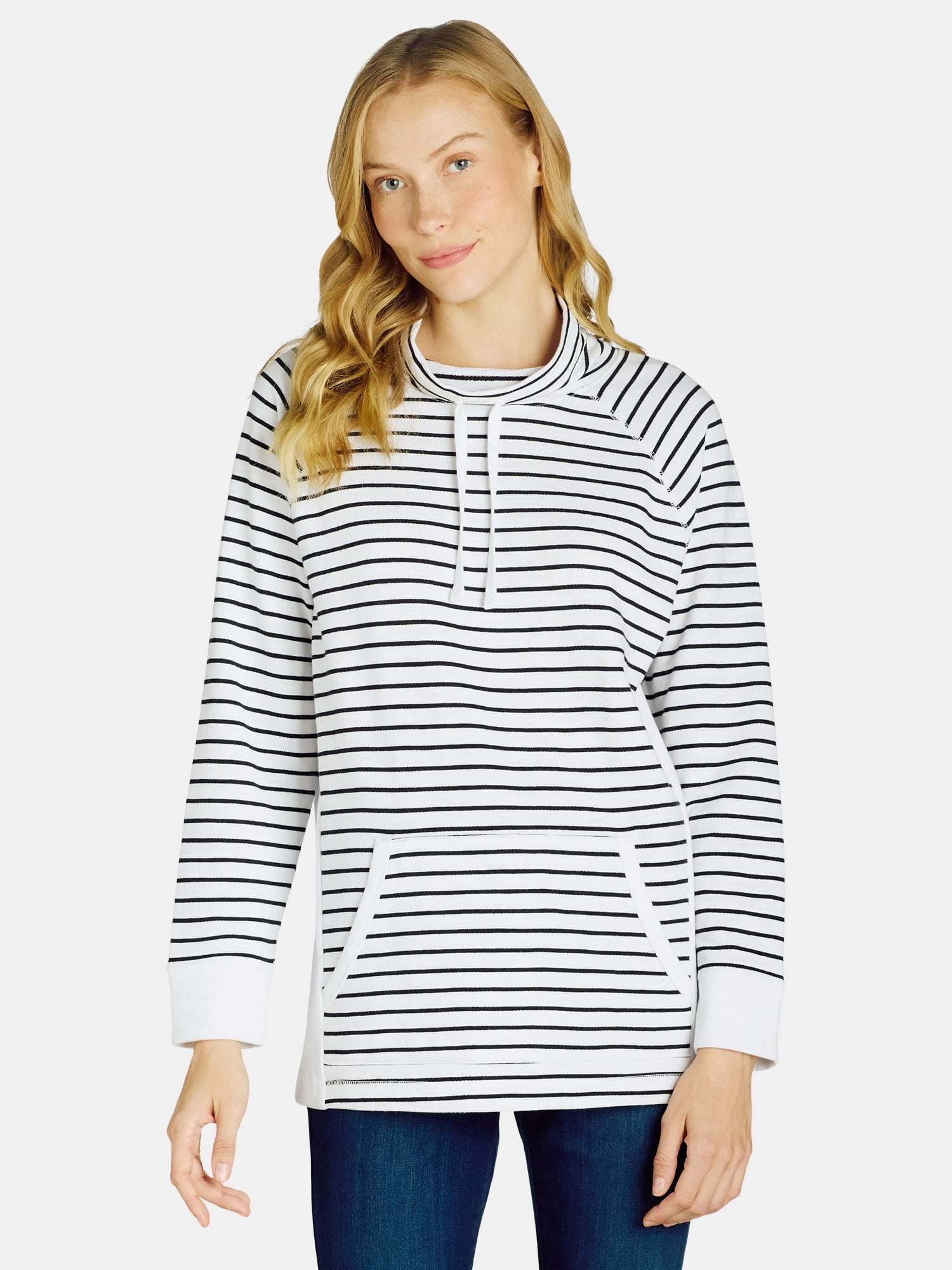 Time and Tru Women's Cowl Neck Tunic Sweatshirt, Sizes S-XXXL - Walmart.com