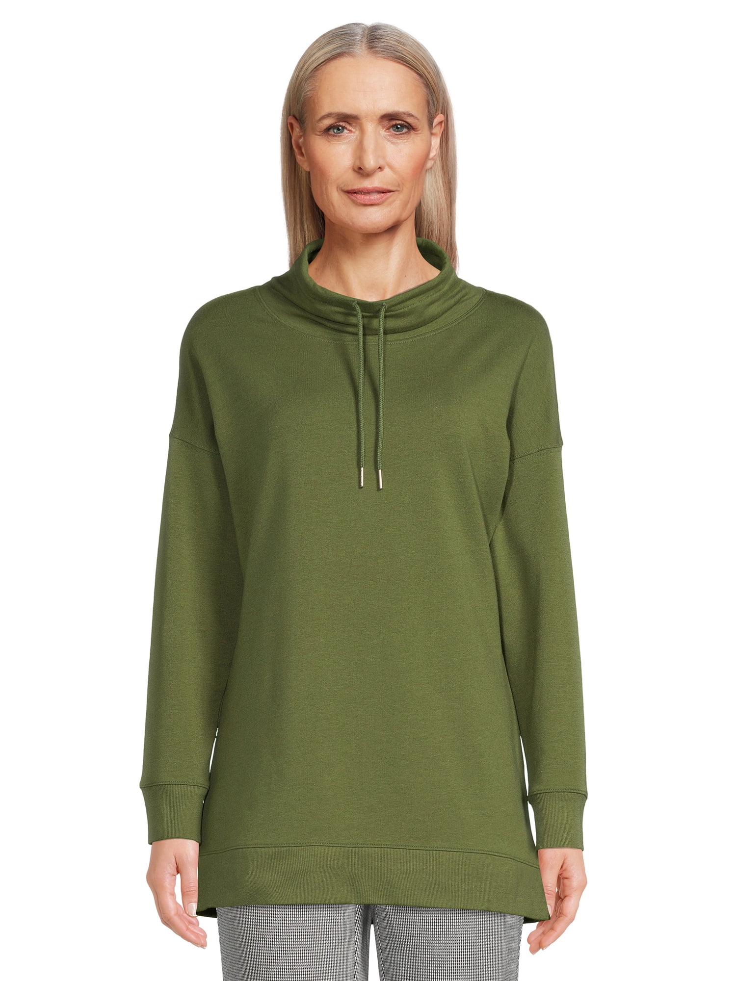Time and Tru Women's Cowl Neck Tunic Sweatshirt - Walmart.com