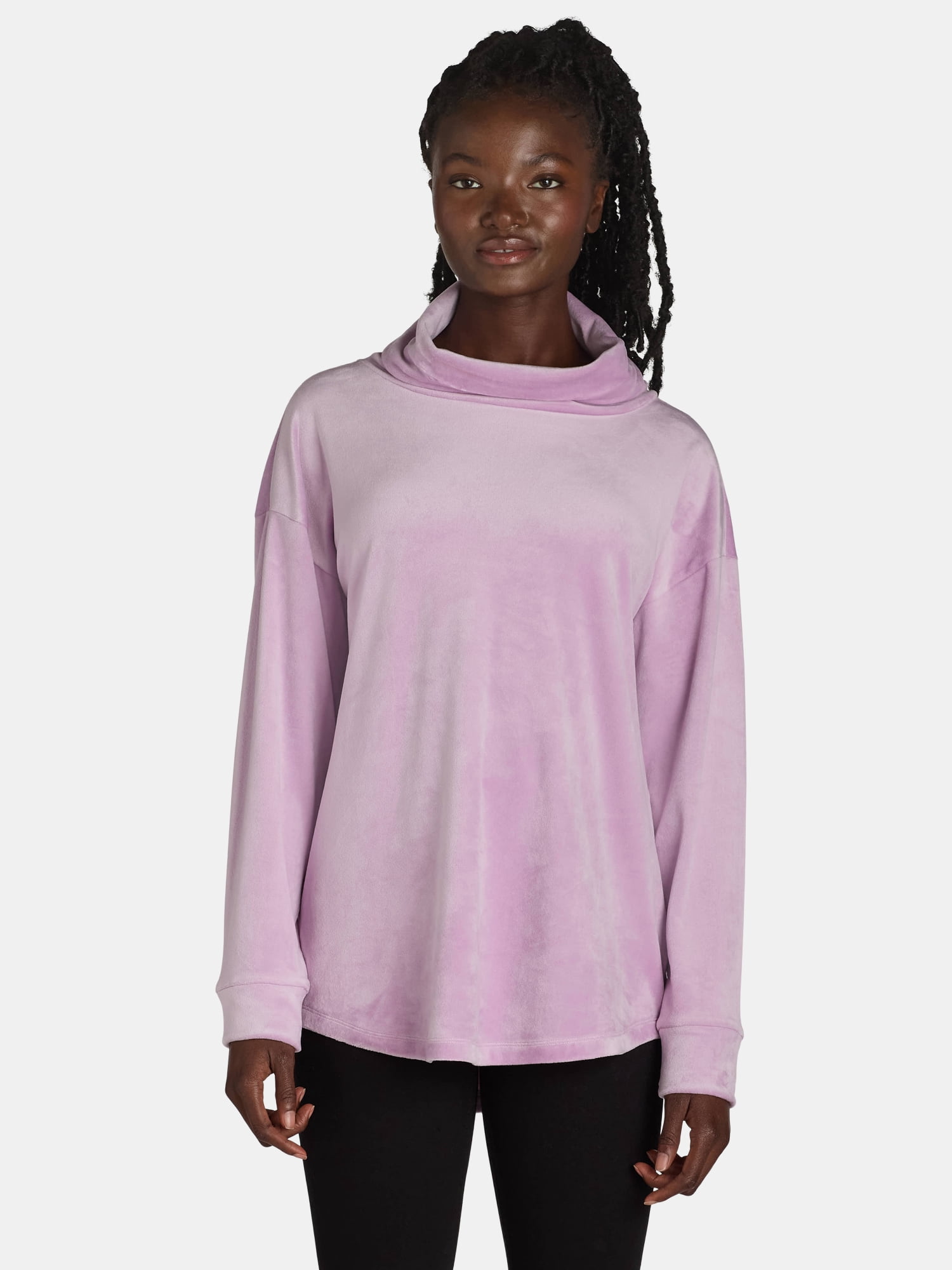 Time and Tru Women's Cozy Cowl Neck Top with Long Sleeves, Sizes XS ...