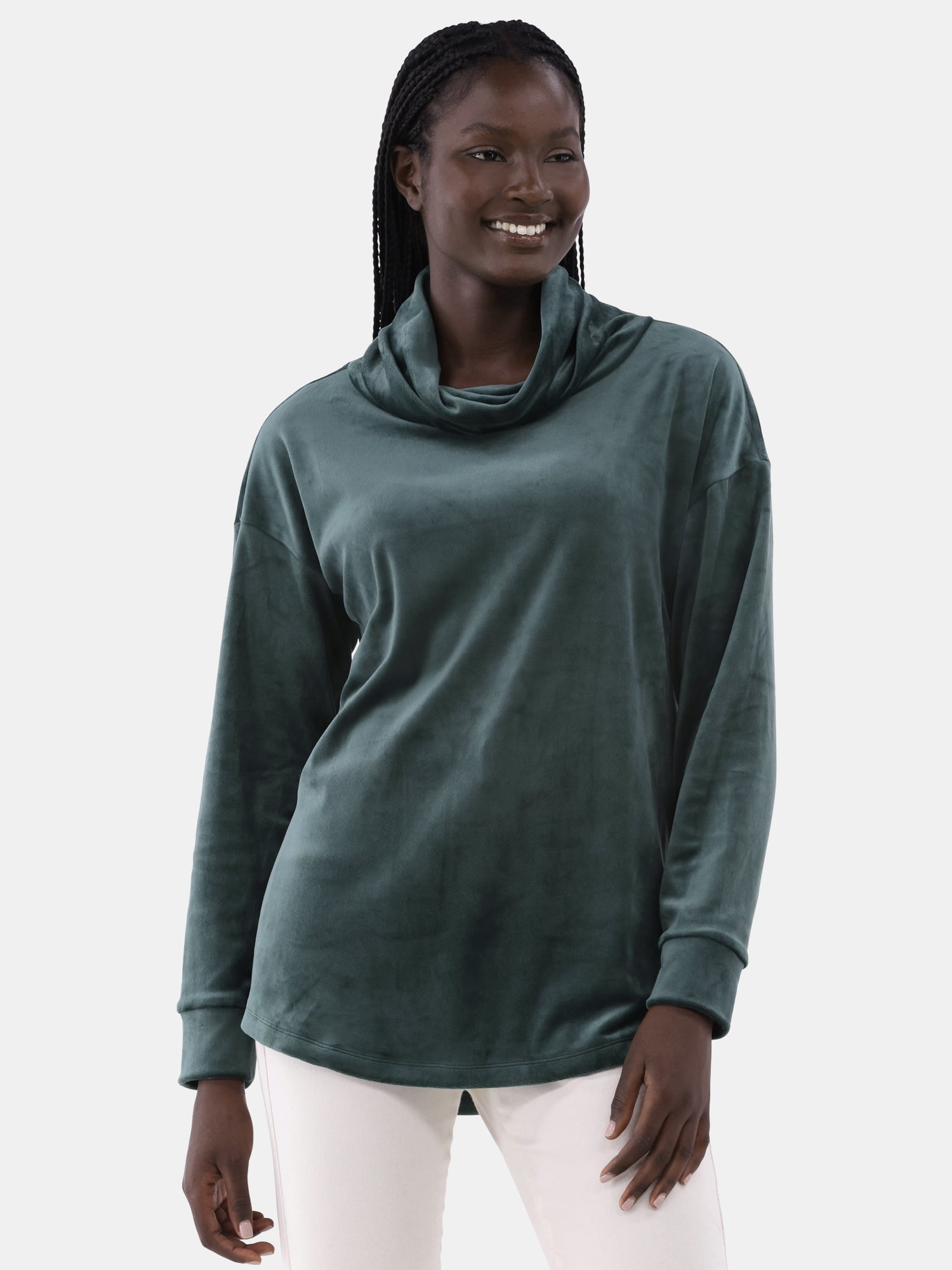 Time and Tru Women's Cozy Cowl Neck Top with Long Sleeves, Sizes XS ...