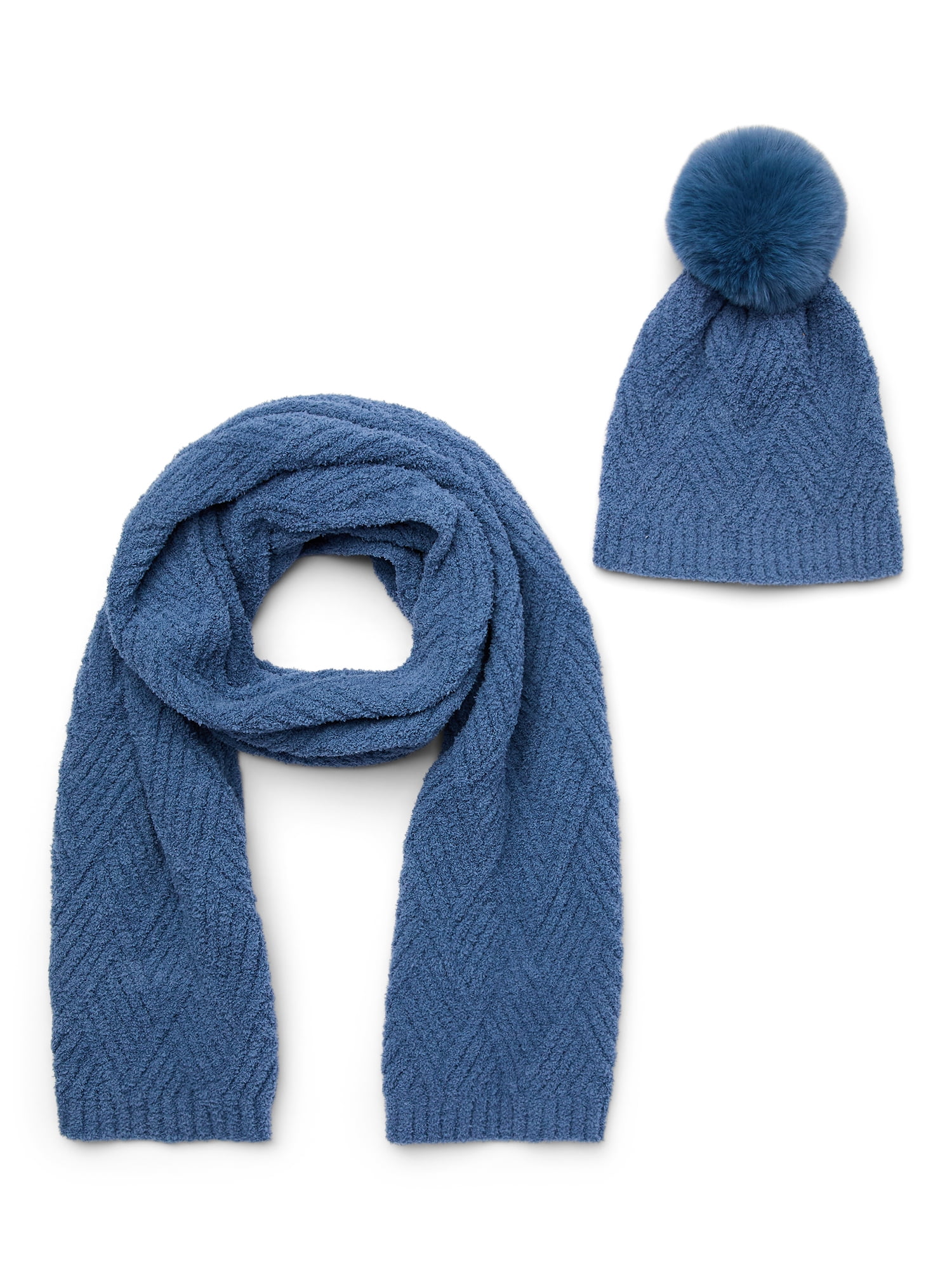 Time and Tru Women's Cozy Cross Beanie and Winter Scarf 2-Piece Gift ...