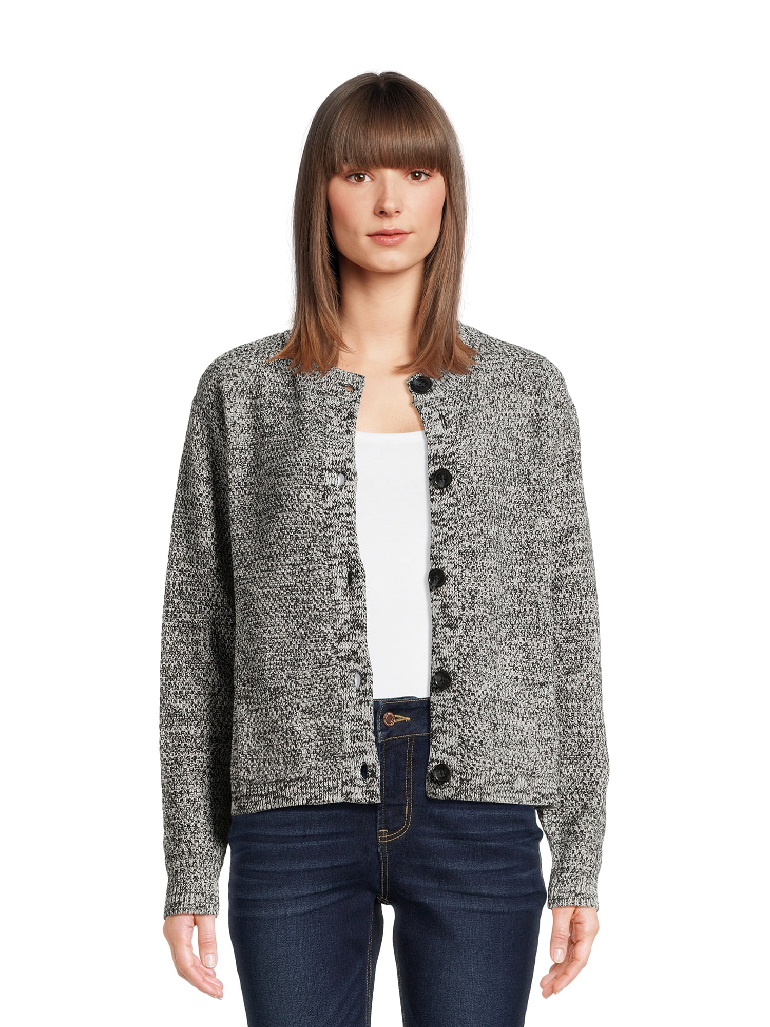 Time and Tru Women's Crew Neck Cardigan - Walmart.com