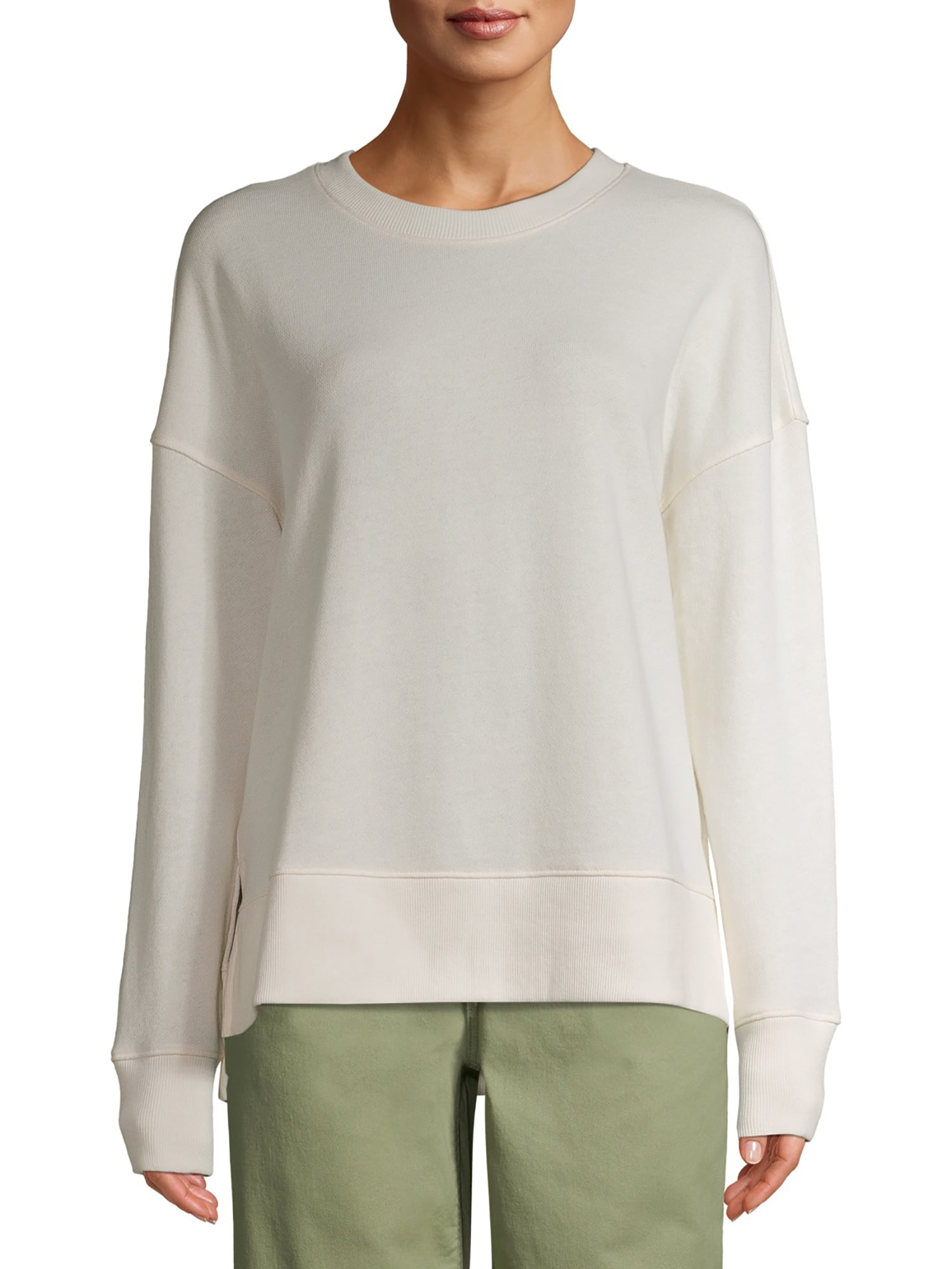 Time and Tru Women's Crewneck Sweatshirt with Long Sleeves - Walmart.com