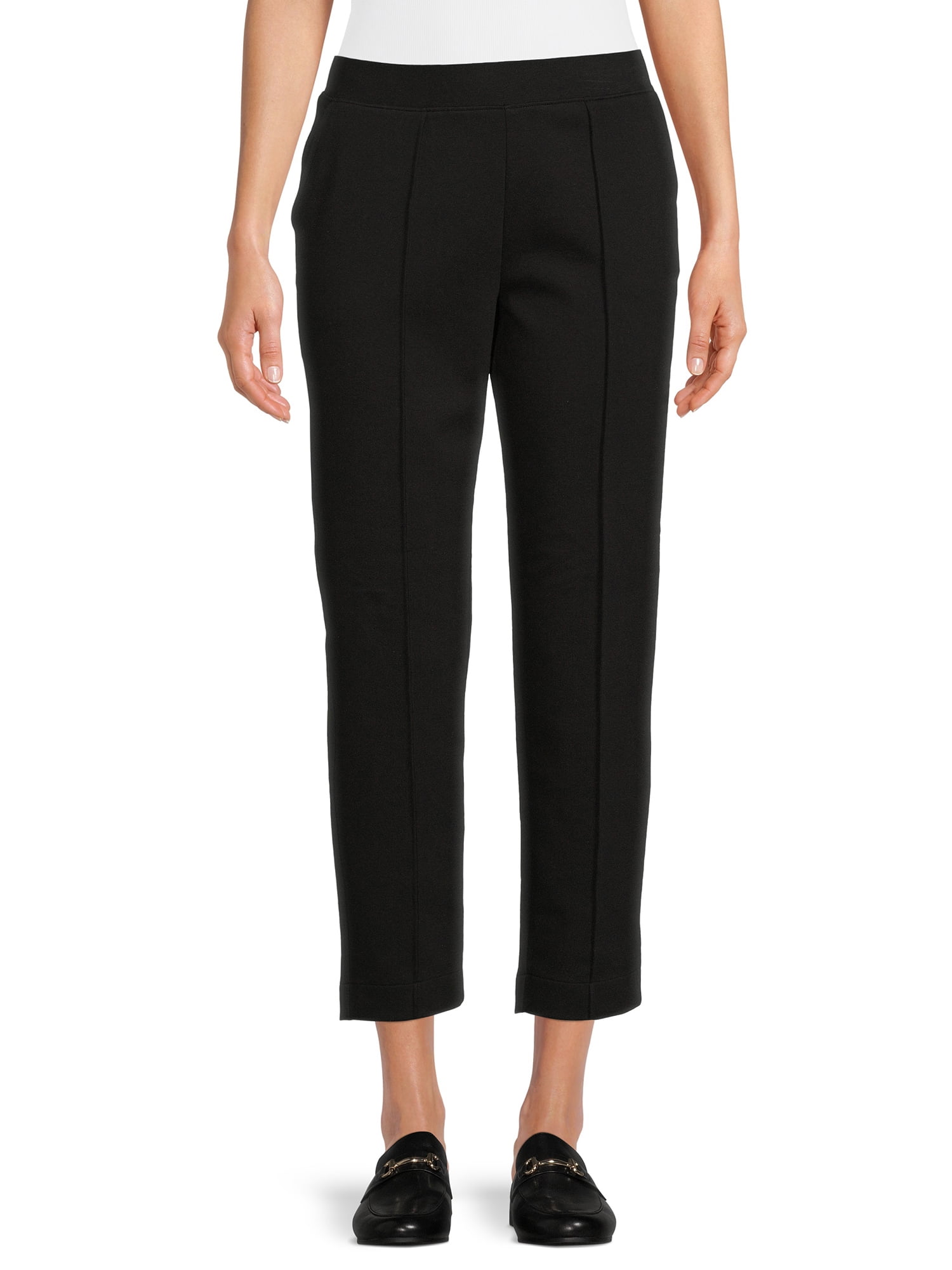 Time and Tru Women's Cropped Knit Pants - Pull-On, Pintuck Detail ...
