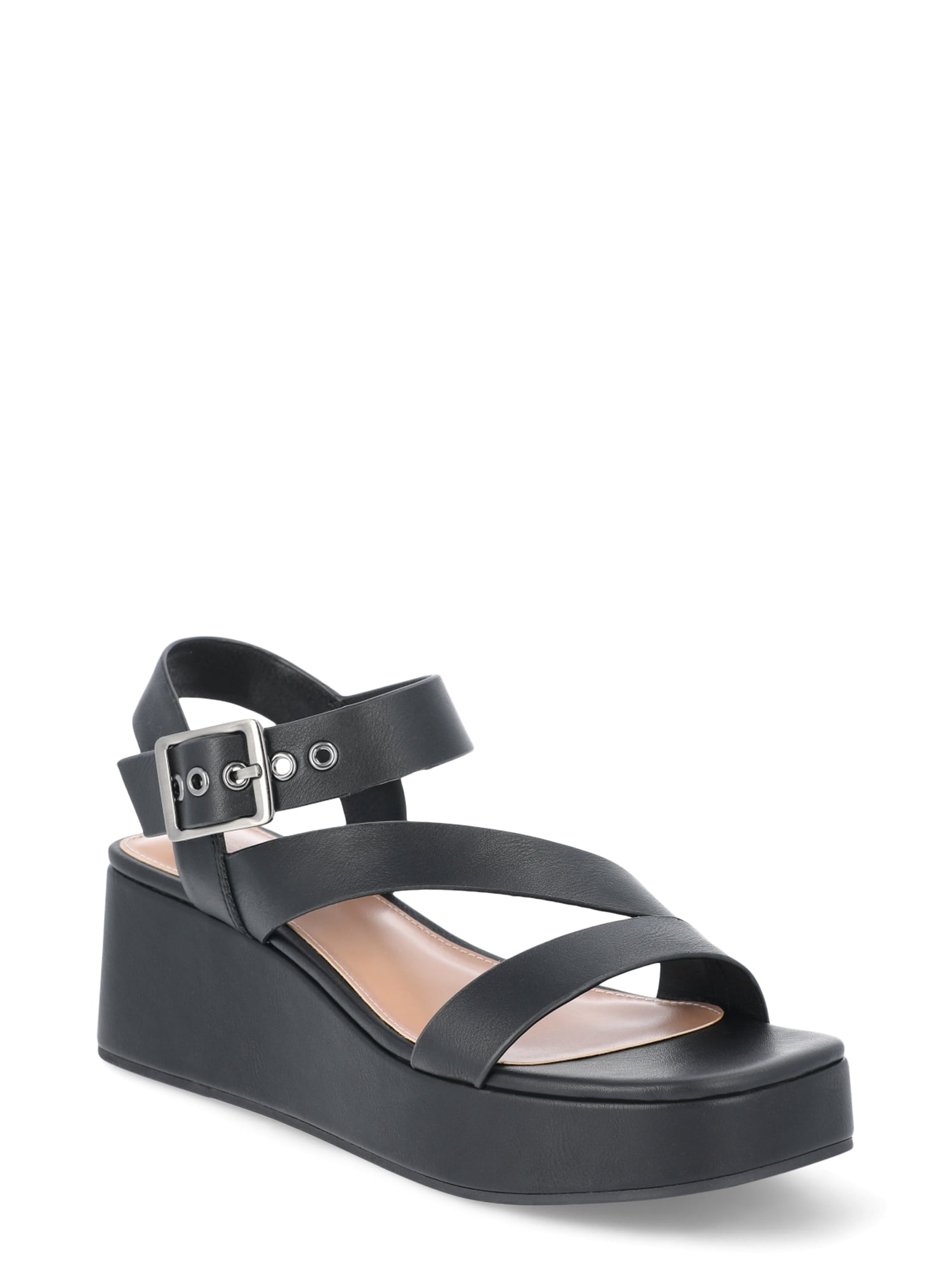 Time and Tru Women's Cross Strap Wedge Sandals, Sizes 6-11 - Walmart.com