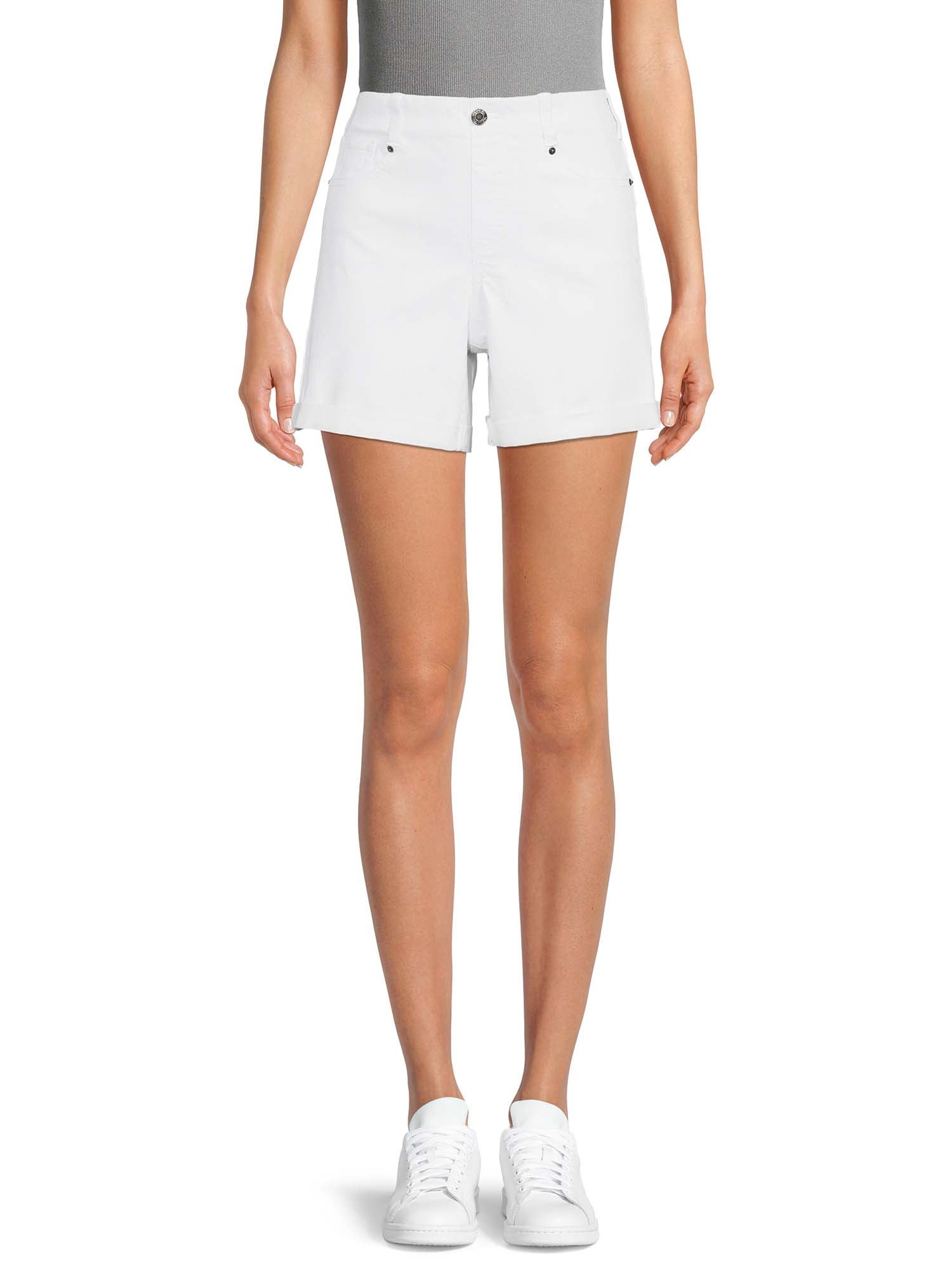 Time and Tru Women's Denim Shorts with Cuffed Hem - Walmart.com
