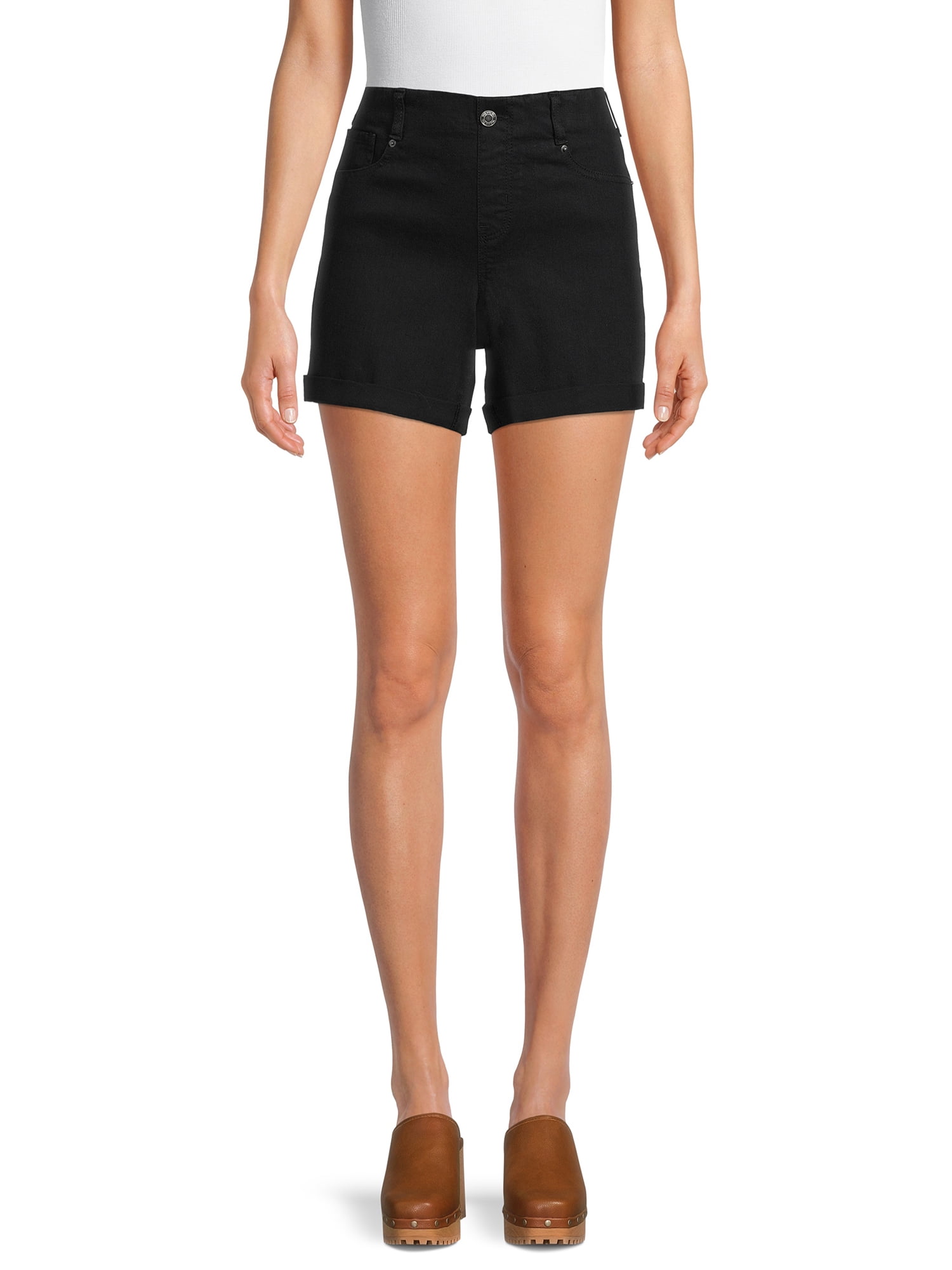 Time and Tru Women's Denim Shorts with Cuffed Hem - Walmart.com