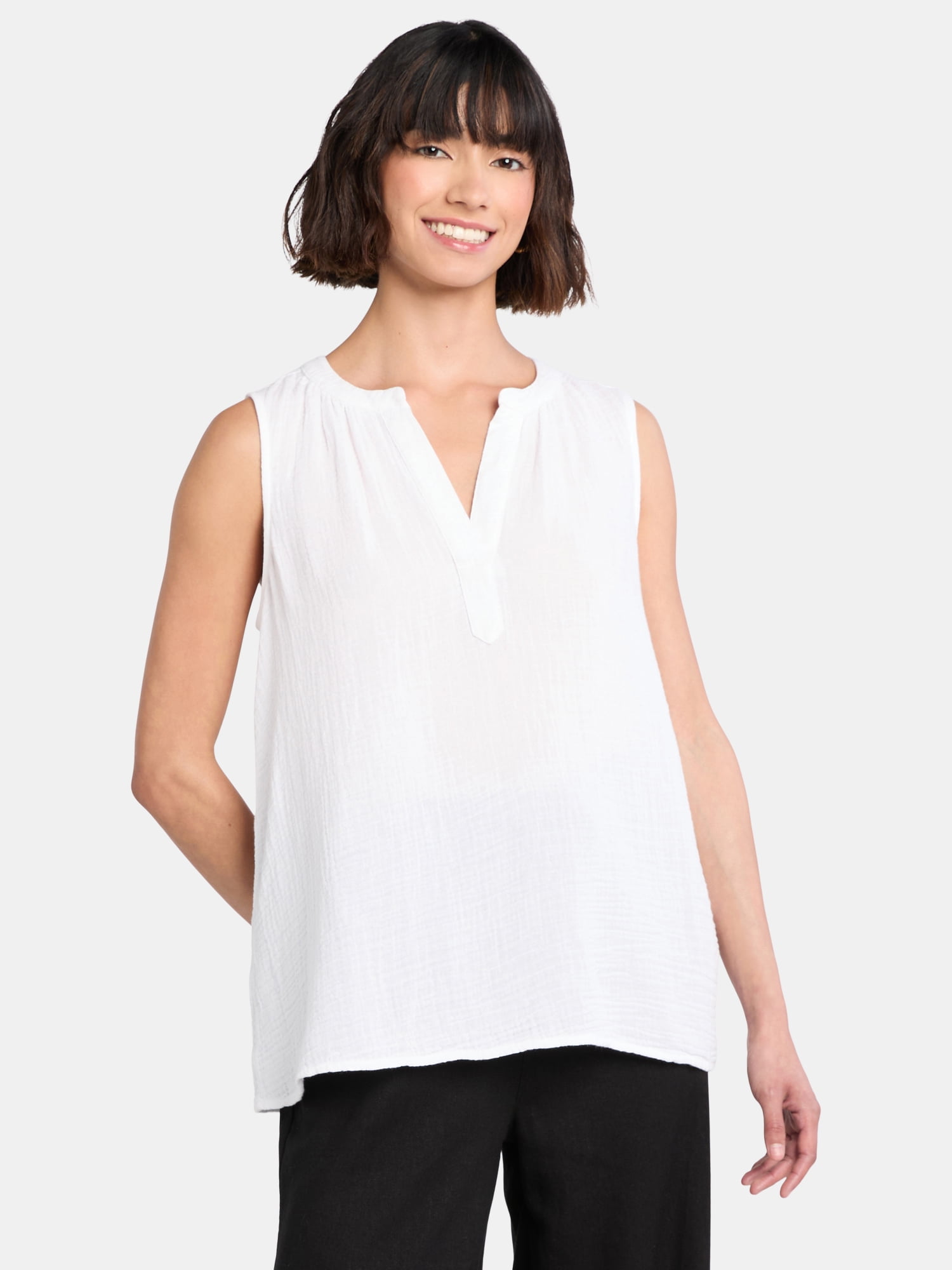 Time and Tru Double Cloth Cotton Tank Top for Women Sizes XS-XXXL ...