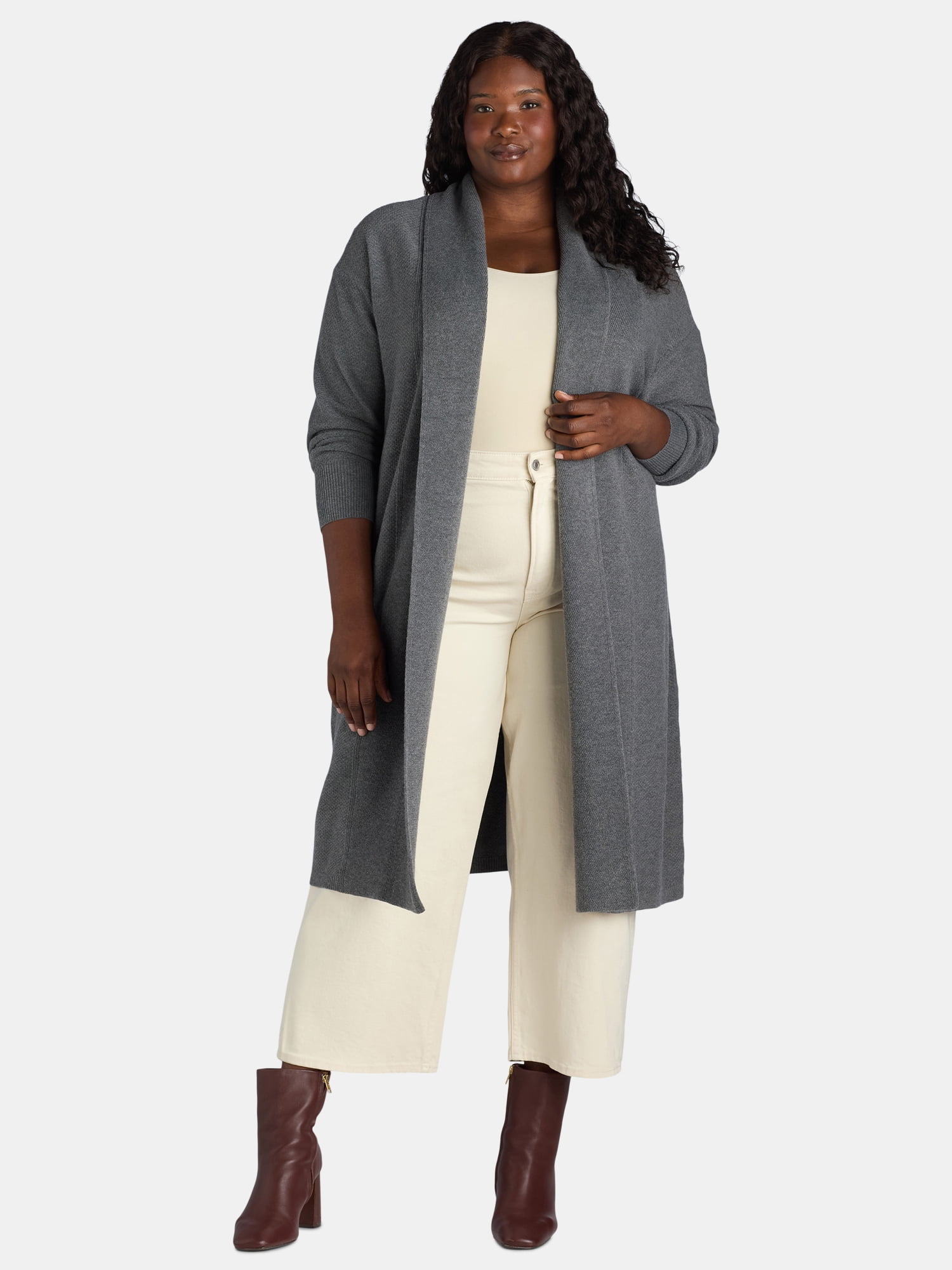 Time and Tru Women's and Women’s Plus Duster Cardigan Sweater ...