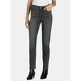Time And Tru Women's Studded Side Seam Straight Leg Jeans With Raw Hem