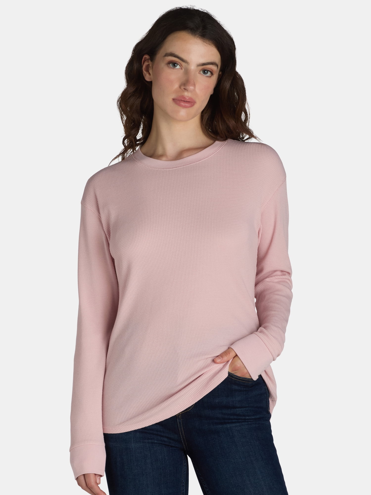 Time and Tru Women’s Essential Thermal T-Shirt with Long Sleeves, Sizes ...