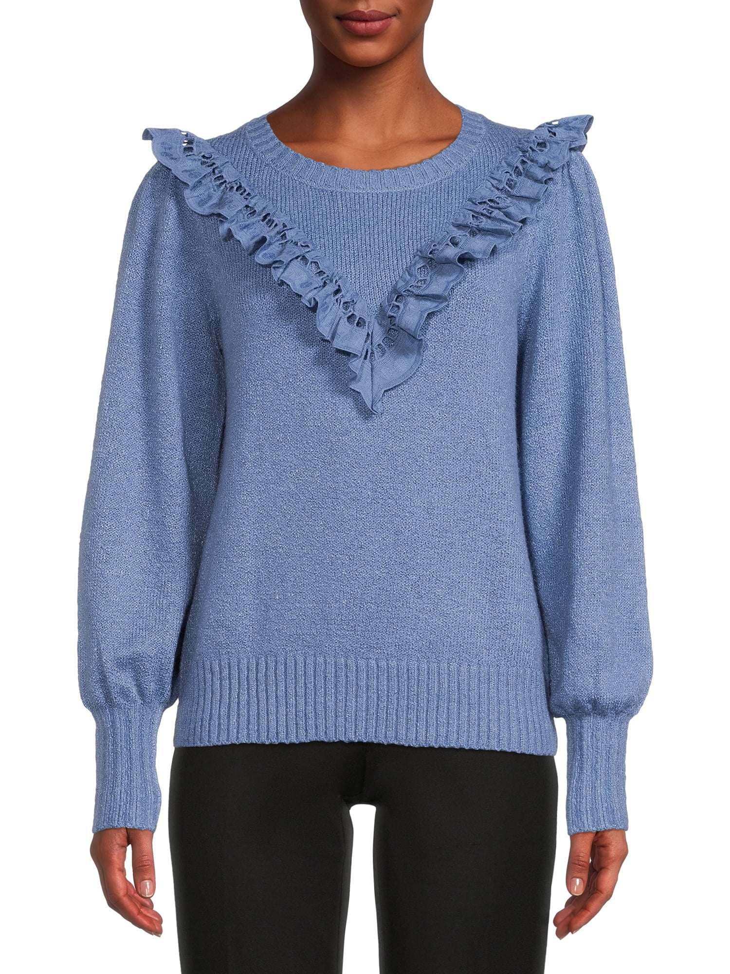 Time and Tru Women's Eyelet Sweater - Walmart.com