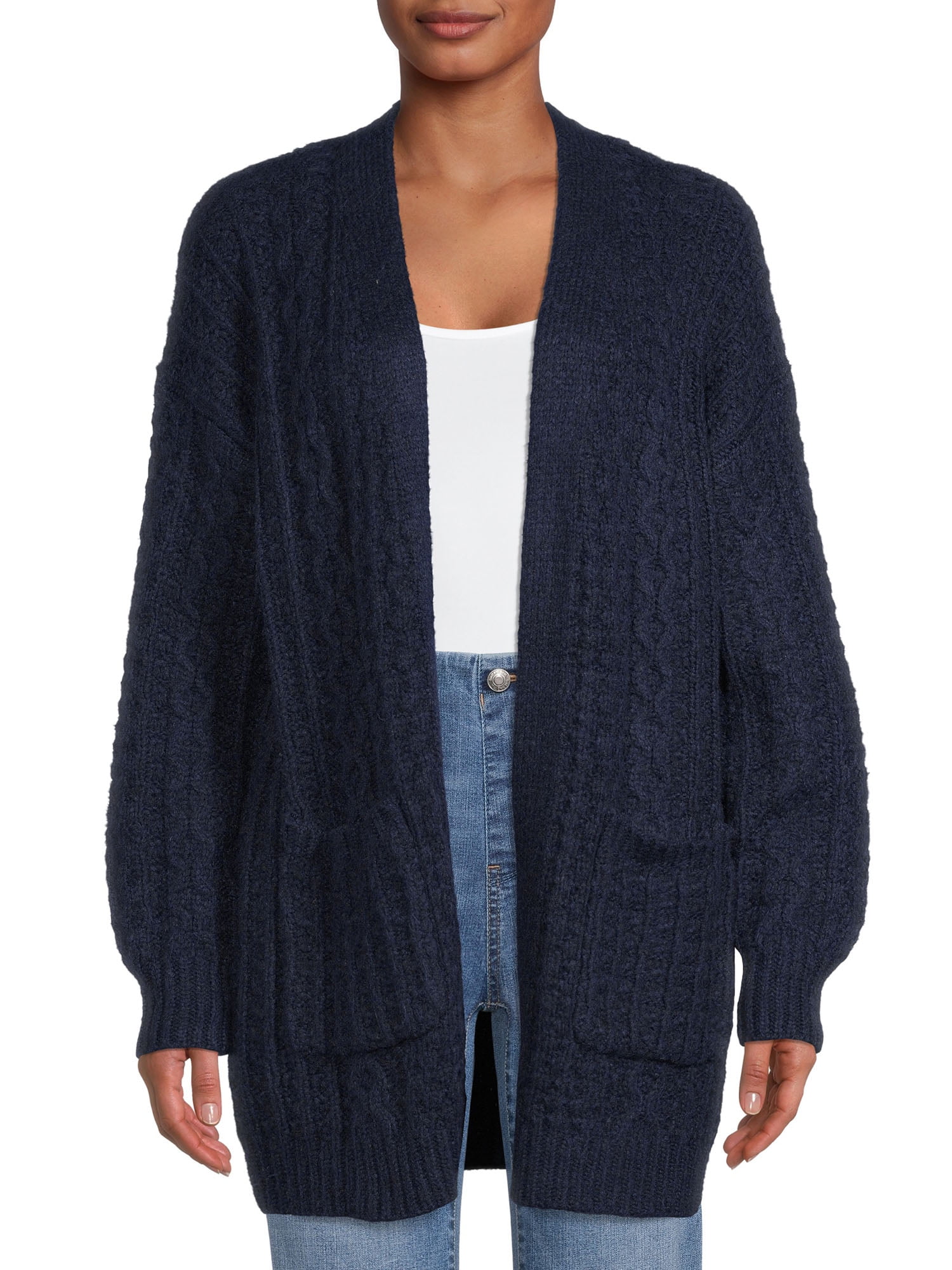 Time and Tru Women's Fashion Cable Cardigan - Walmart.com