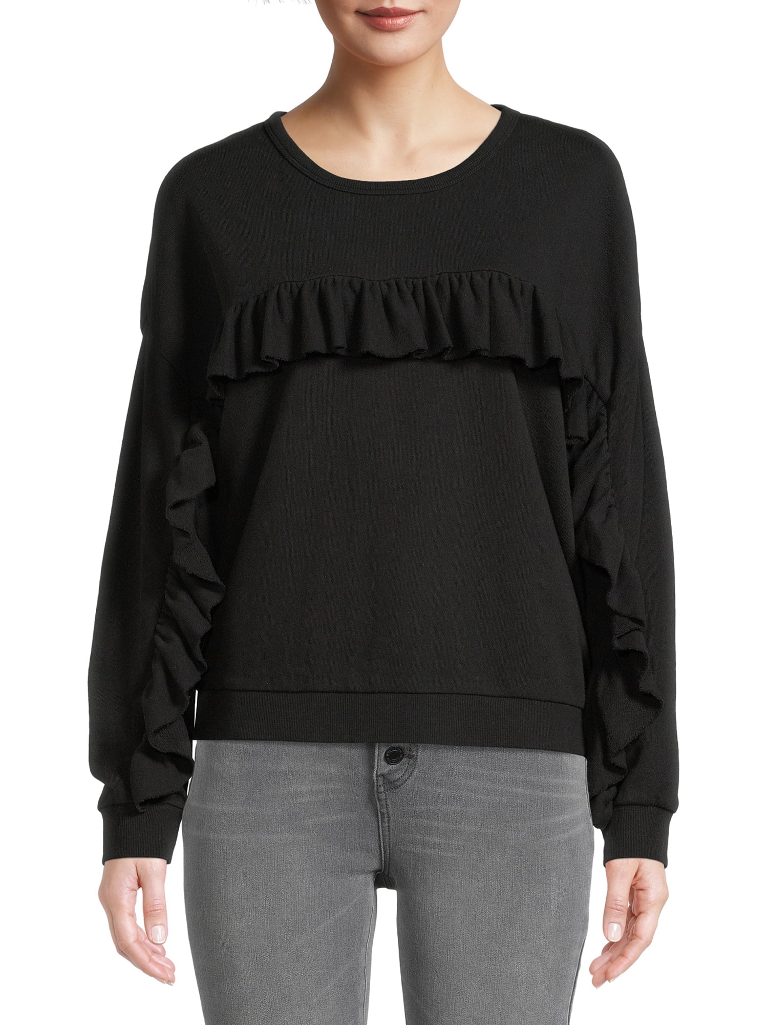 Time and Tru women's Fashion Ruffle Sweatshirt - Walmart.com