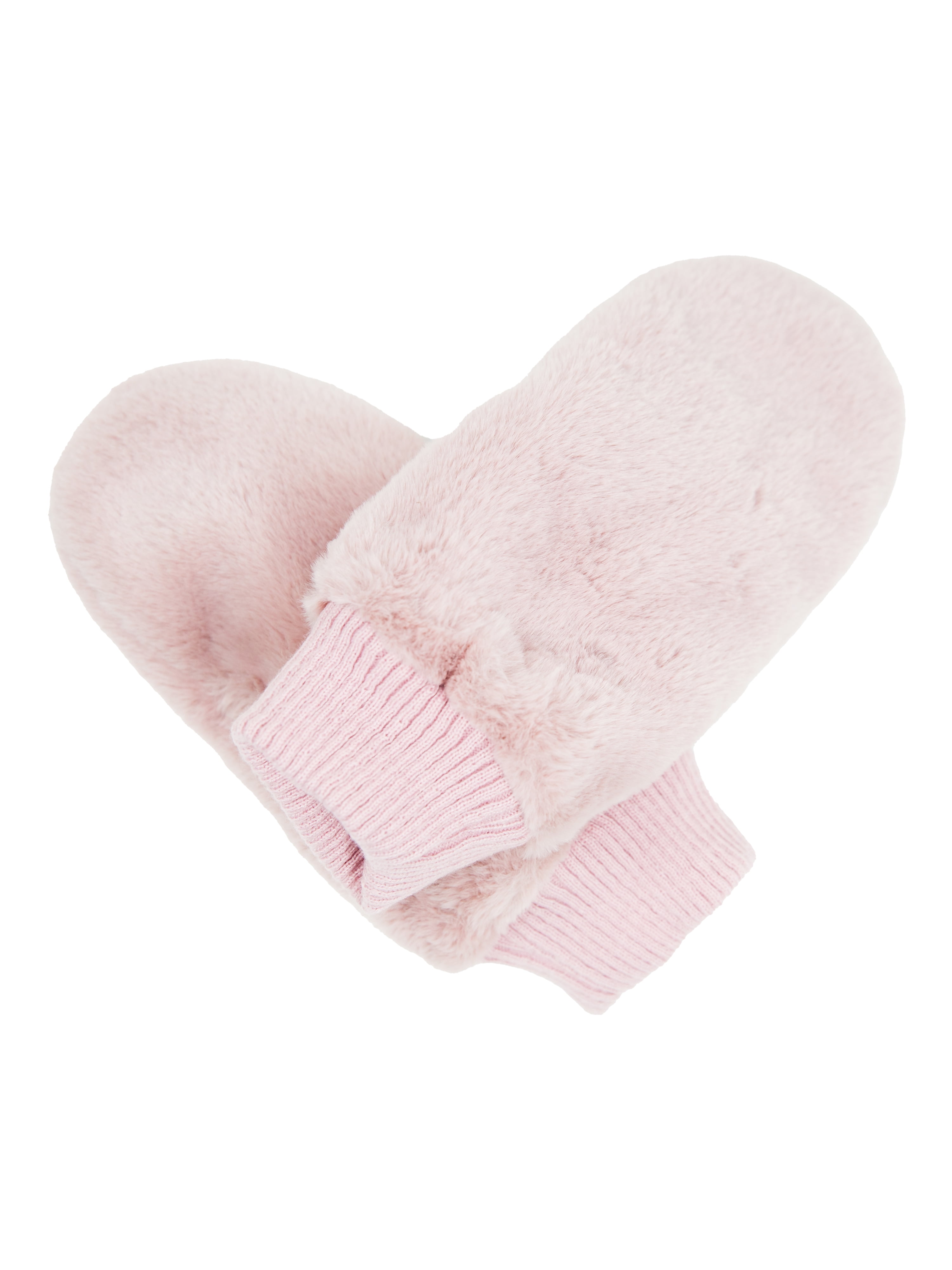 Time and Tru Women's Faux Fur Winter Mitten Gloves, Pink - Walmart.com