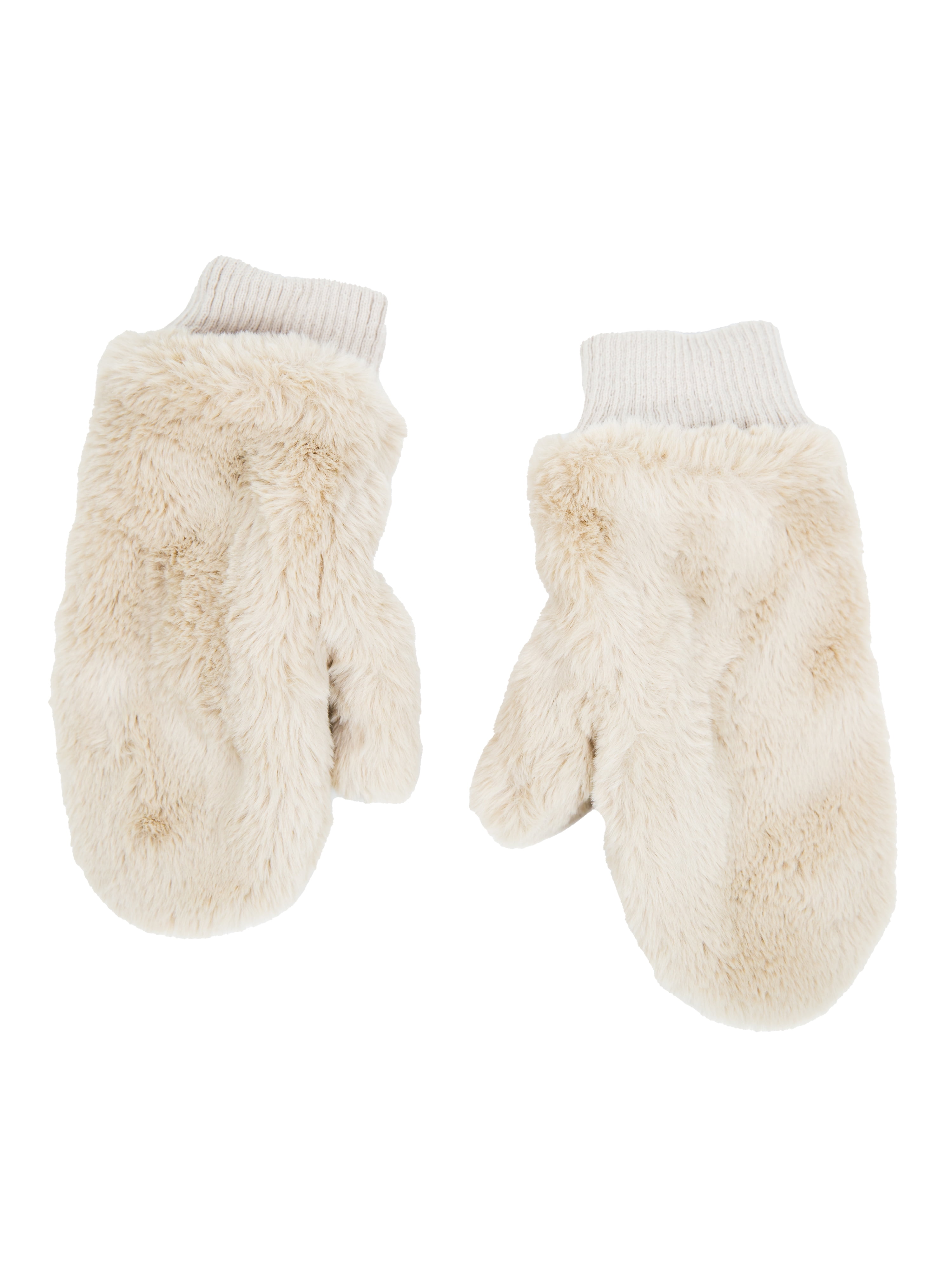 Time and Tru Women's Faux Fur Winter Mitten Gloves, Neutral - Walmart.com