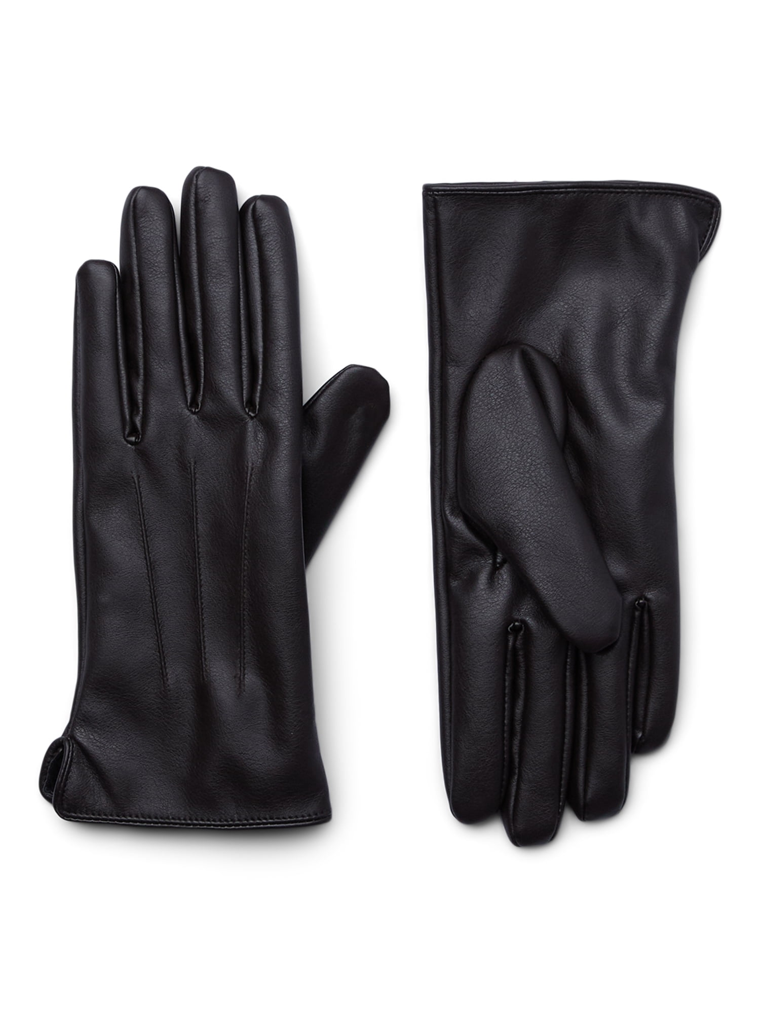 Time and Tru Women's Faux Leather Solid 3-Point Winter Gloves, S/M, Brown - Walmart.com
