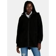Time and Tru Women’s and Women’s Plus Faux Shearling Zip Hoodie Jacket ...