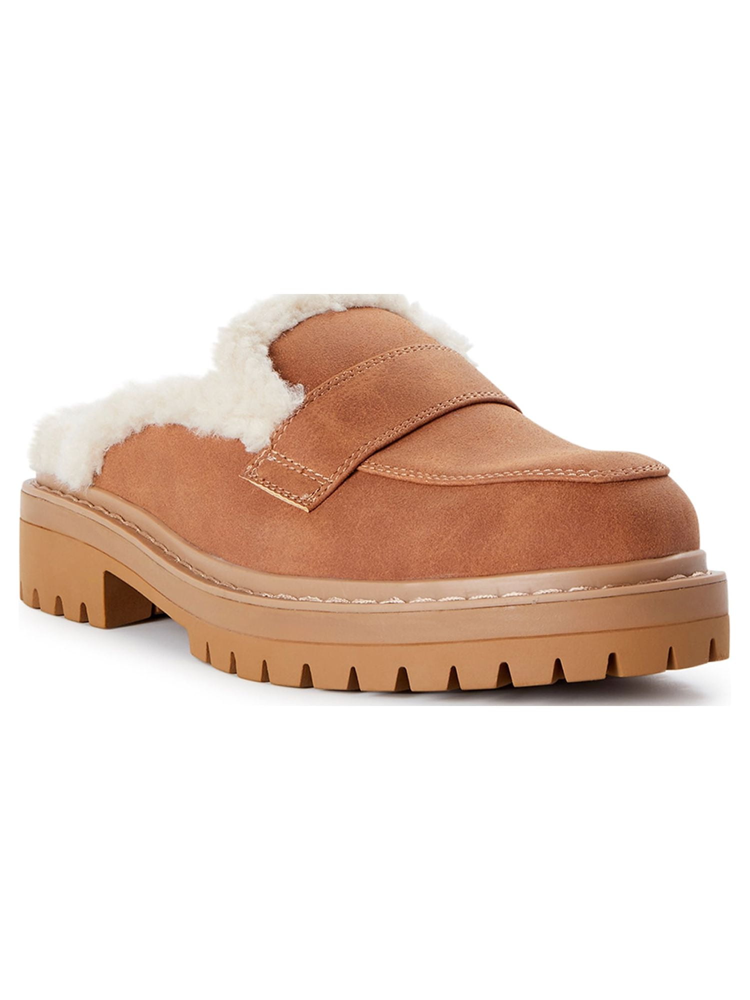 Time and Tru Women's Faux Sherpa Mule Slides - Walmart.com