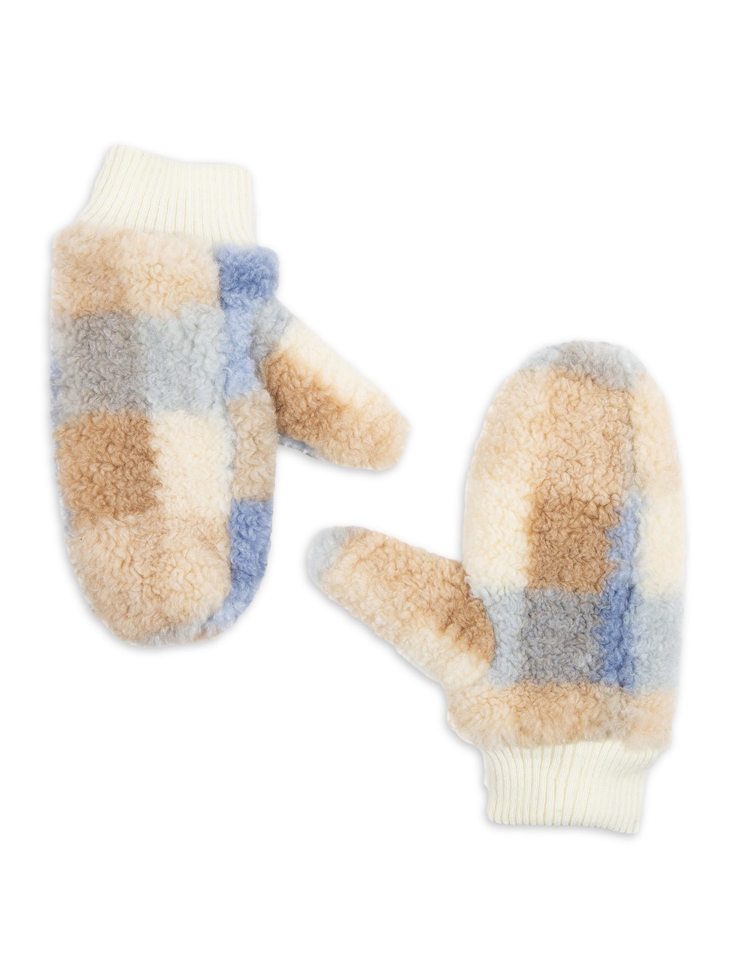 Time and Tru Women's Faux Sherpa Teddy Mittens - Walmart.com