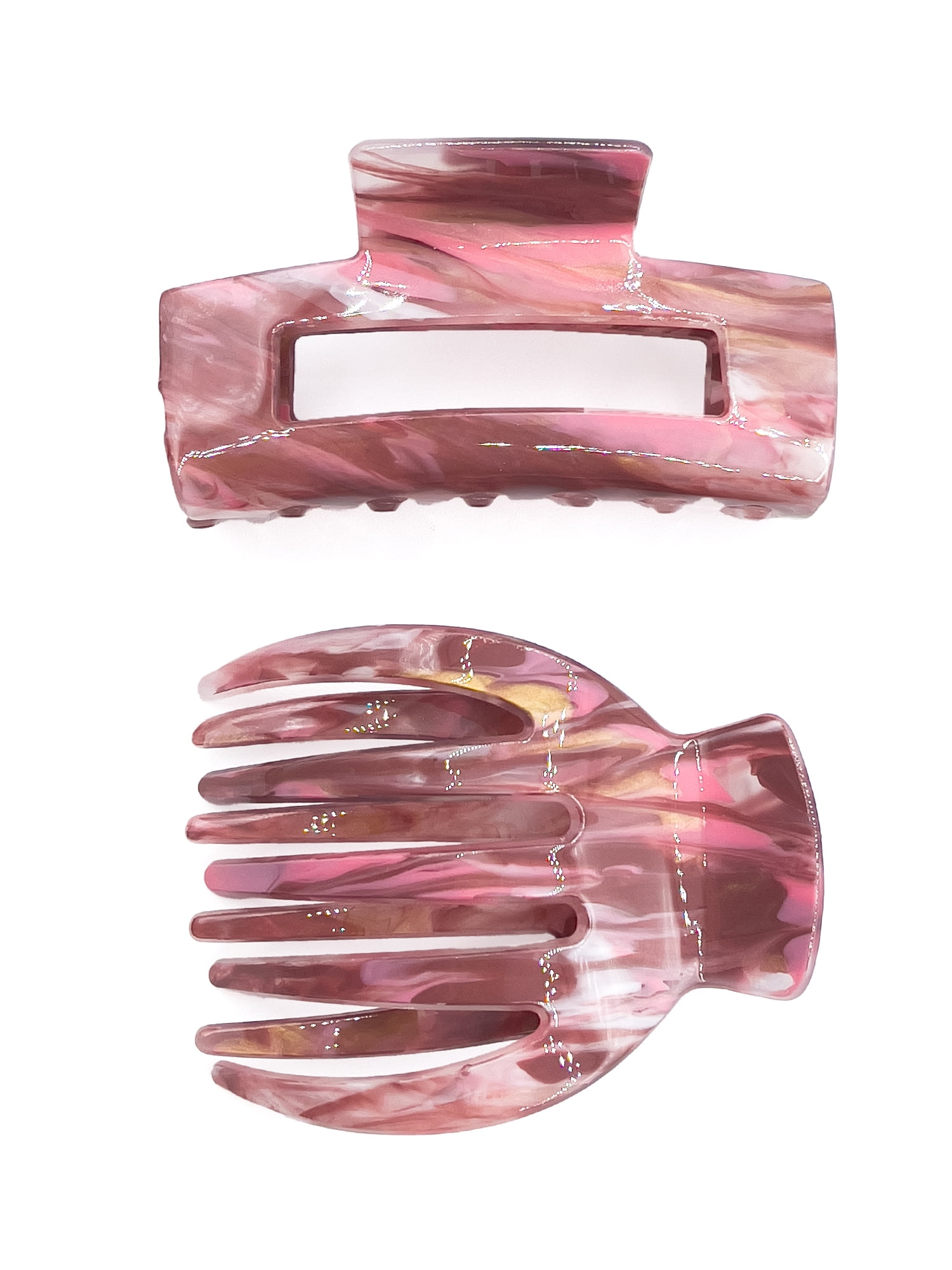 Time and Tru Women's Flat Hair Claw Clip Set, 2 Pack, Pink - Walmart.com