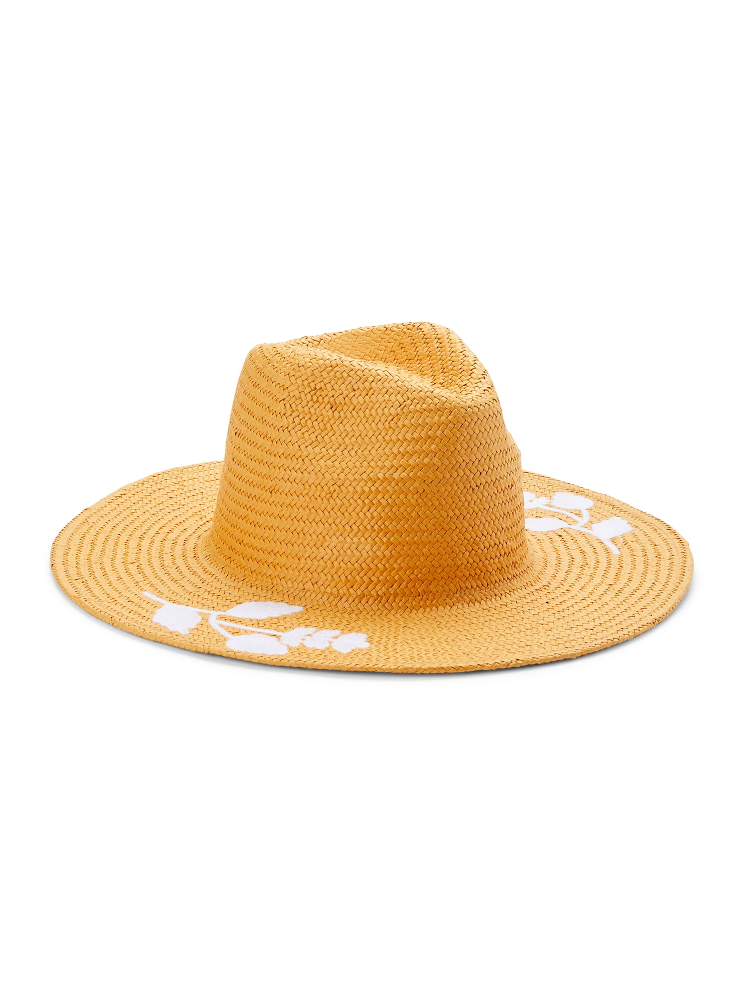 Time and Tru Women's Flower Embroidery Paper Fedora - Walmart.com