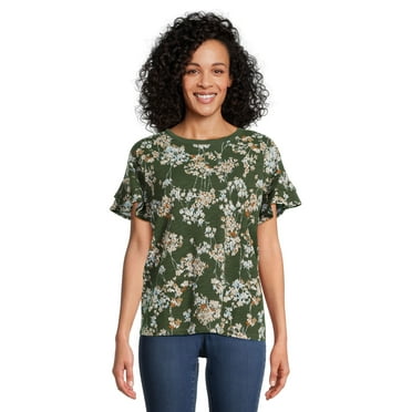 Time and Tru Women's Short Sleeve Textured Top - Walmart.com