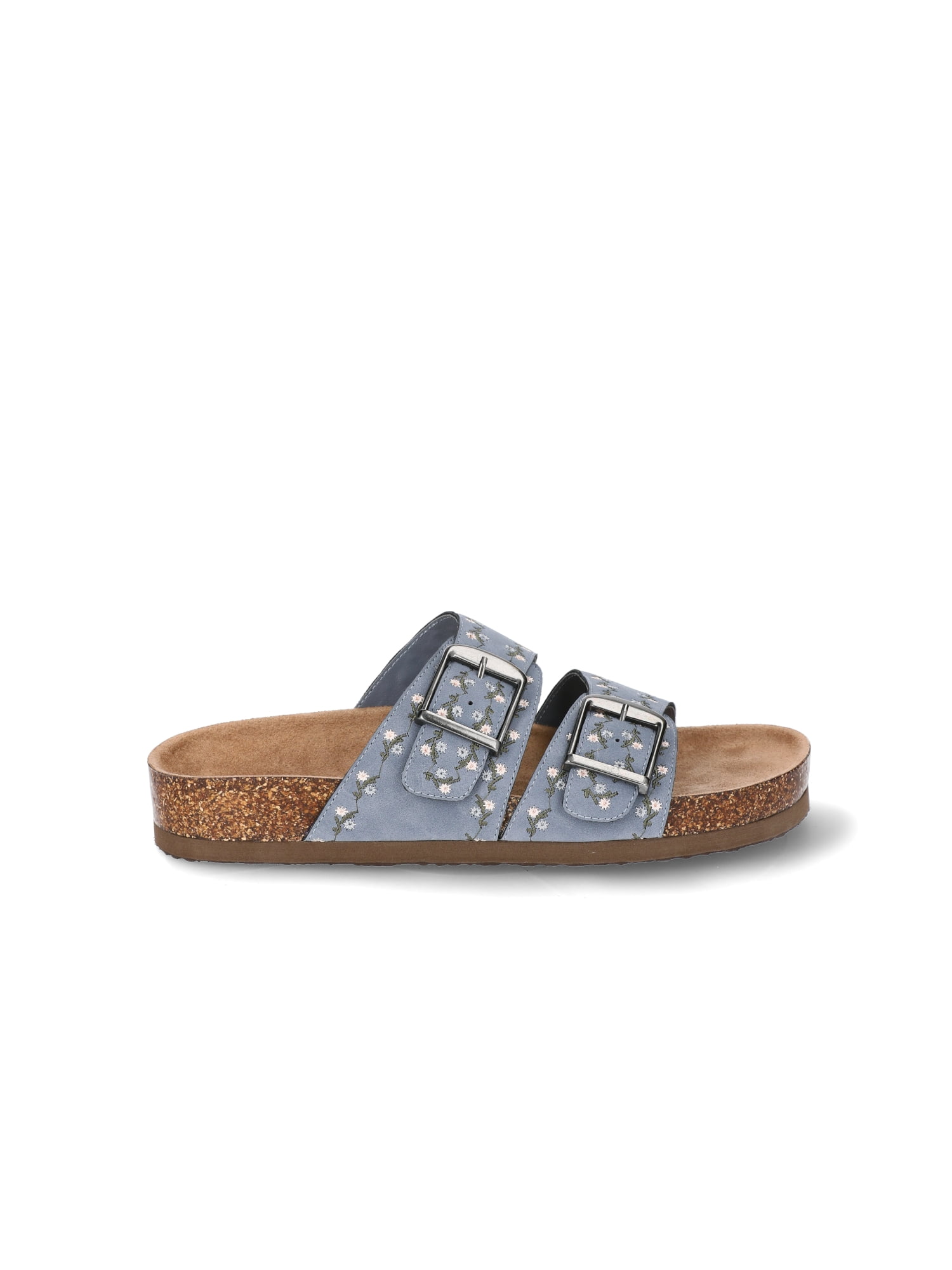Time and Tru Women's Footbed Slide Sandals, Wide Width Available ...
