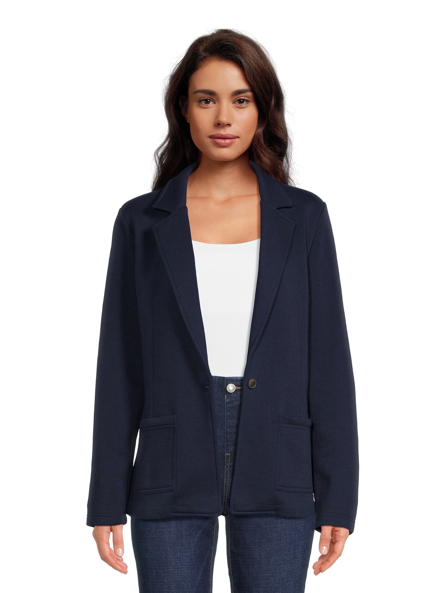Time and Tru French Terry Blazer - Fit women's Jacket - Walmart.com