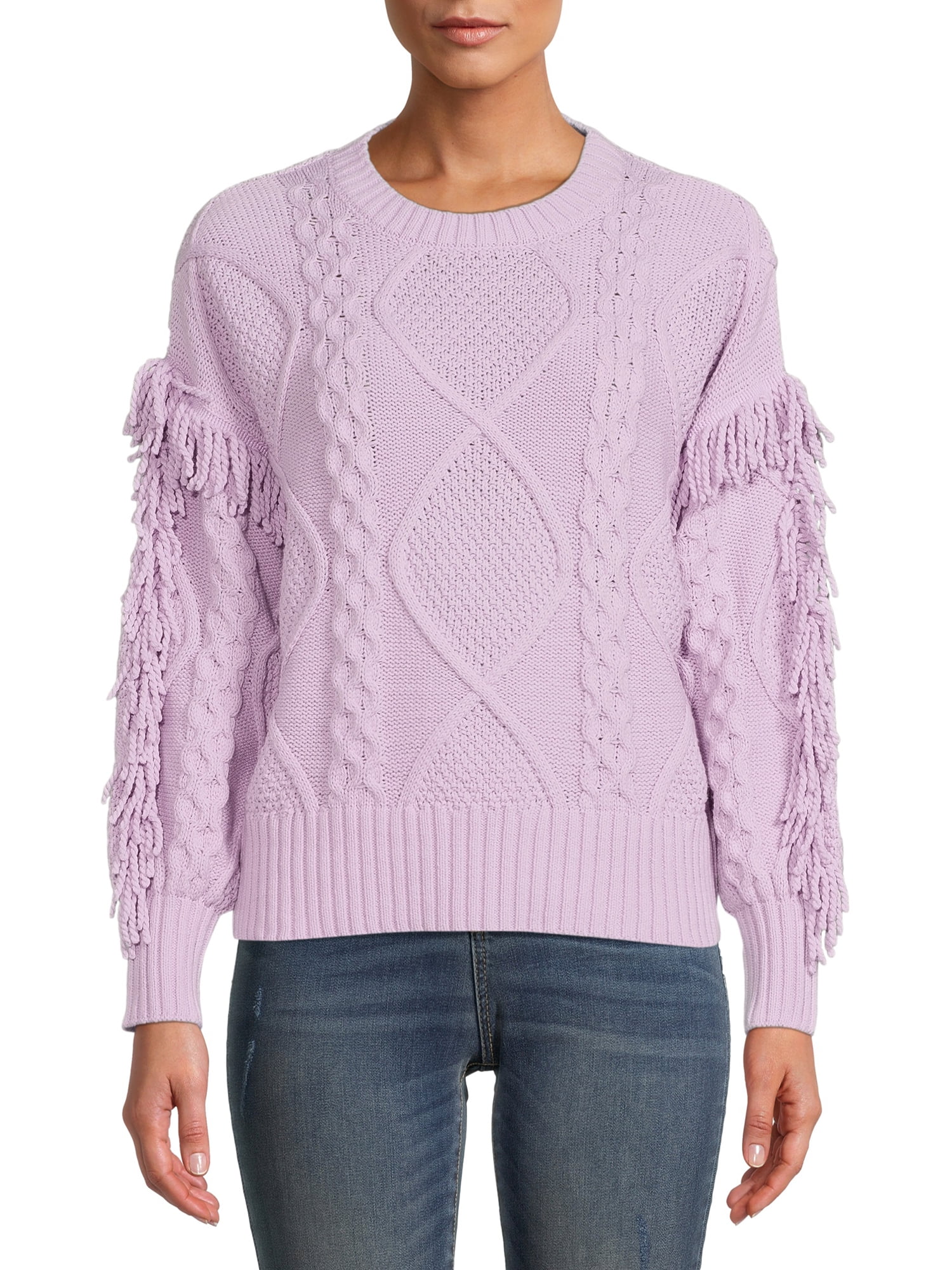 Time and Tru Women's Fringe Sweater - Walmart.com