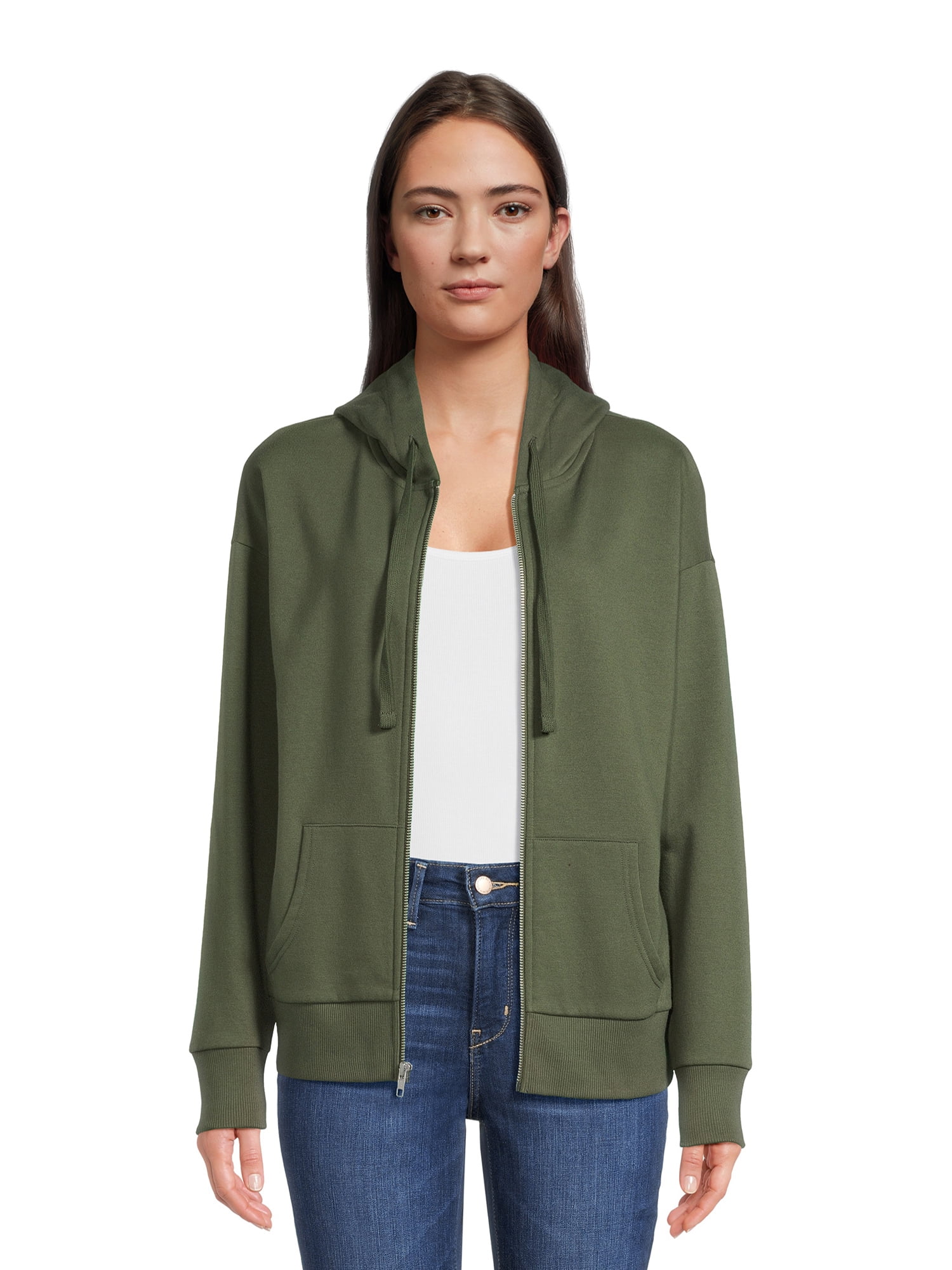 Time and Tru Women's Full Zip Fleece Jacket with Pockets, Sizes XS-XXXL ...