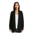Time and Tru Women's and Women's Plus Fuzzy Open Front Cardigan Sweater ...