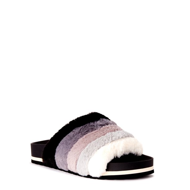 Time and Tru Women's Fuzzy Slides, Sizes 6-11 - Walmart.com