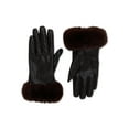 Time & Tru Women's Faux Leather Gloves with Faux Fur Cuff and Plush Lining - Walmart.com